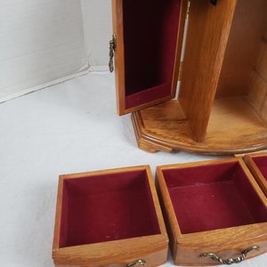 Vintage Tall Light Wood Jewelry Box Both Sides Open 4 Drawer 11 X 12 X ...