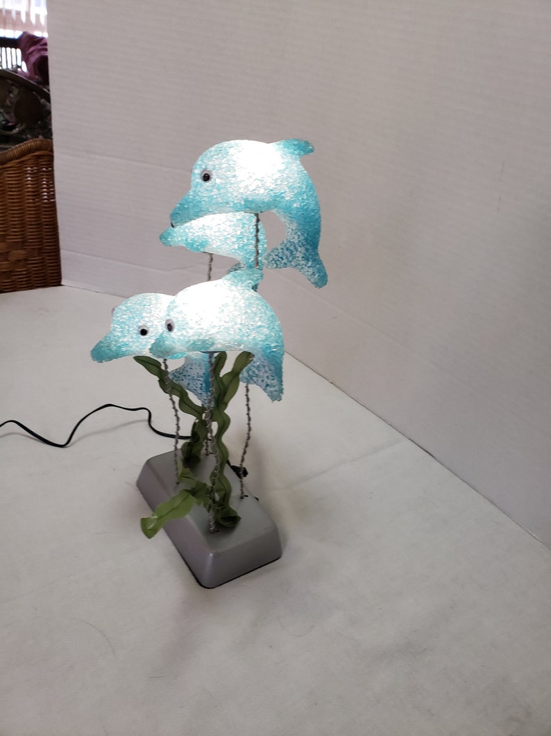 Four Dolphin Table Lamp Kids Blue Rubberized Night Light - Etsy