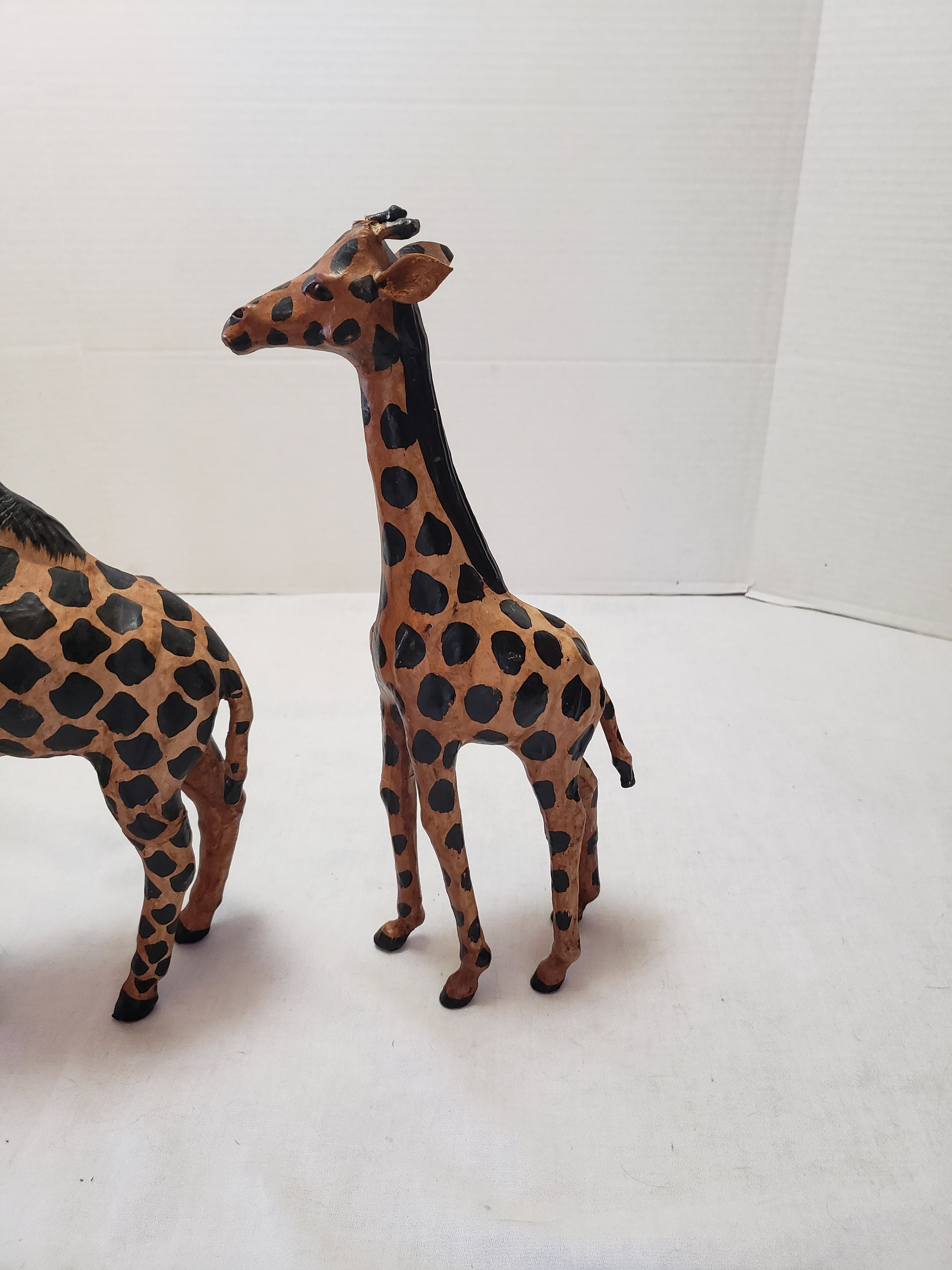 Pair of Vintage Hand Carved and Painted Wood Giraffe Statue | Etsy