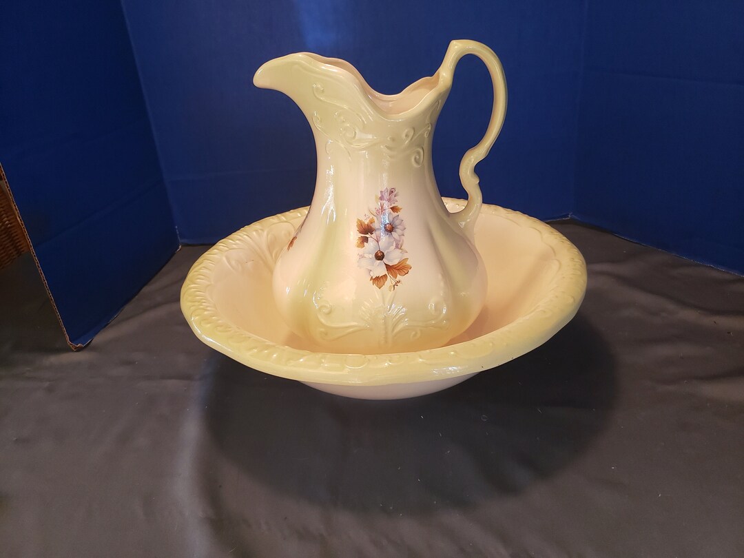 Vintage R.S. Prussia Pink/blue Floral Porcelain Wash Basin and Pitcher ...
