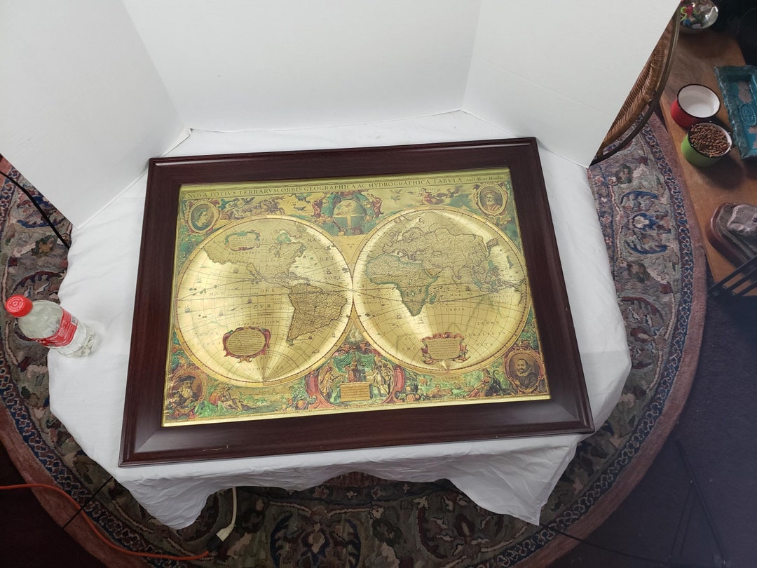 Orbis Terrarvm Geographica Gold Foil Old World Map Framed 33 X 24 - Etsy