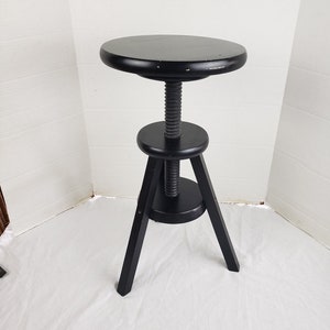 Vintage Black Swivel Printers Chair Stool Vanity Bench Adjustable Child ...