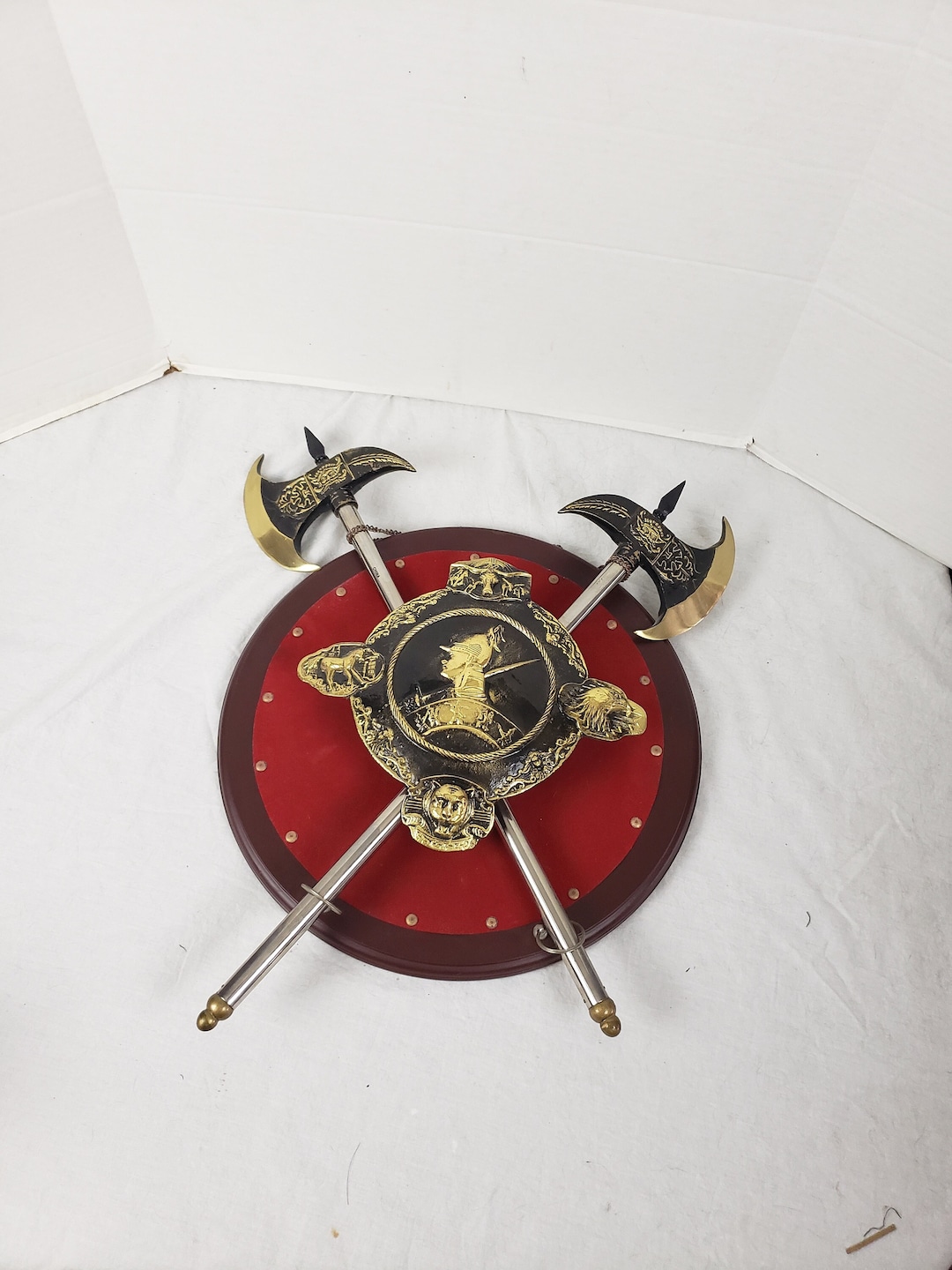 Warrior Coat of Arms Shield With Crossed Axes Plaque - Etsy