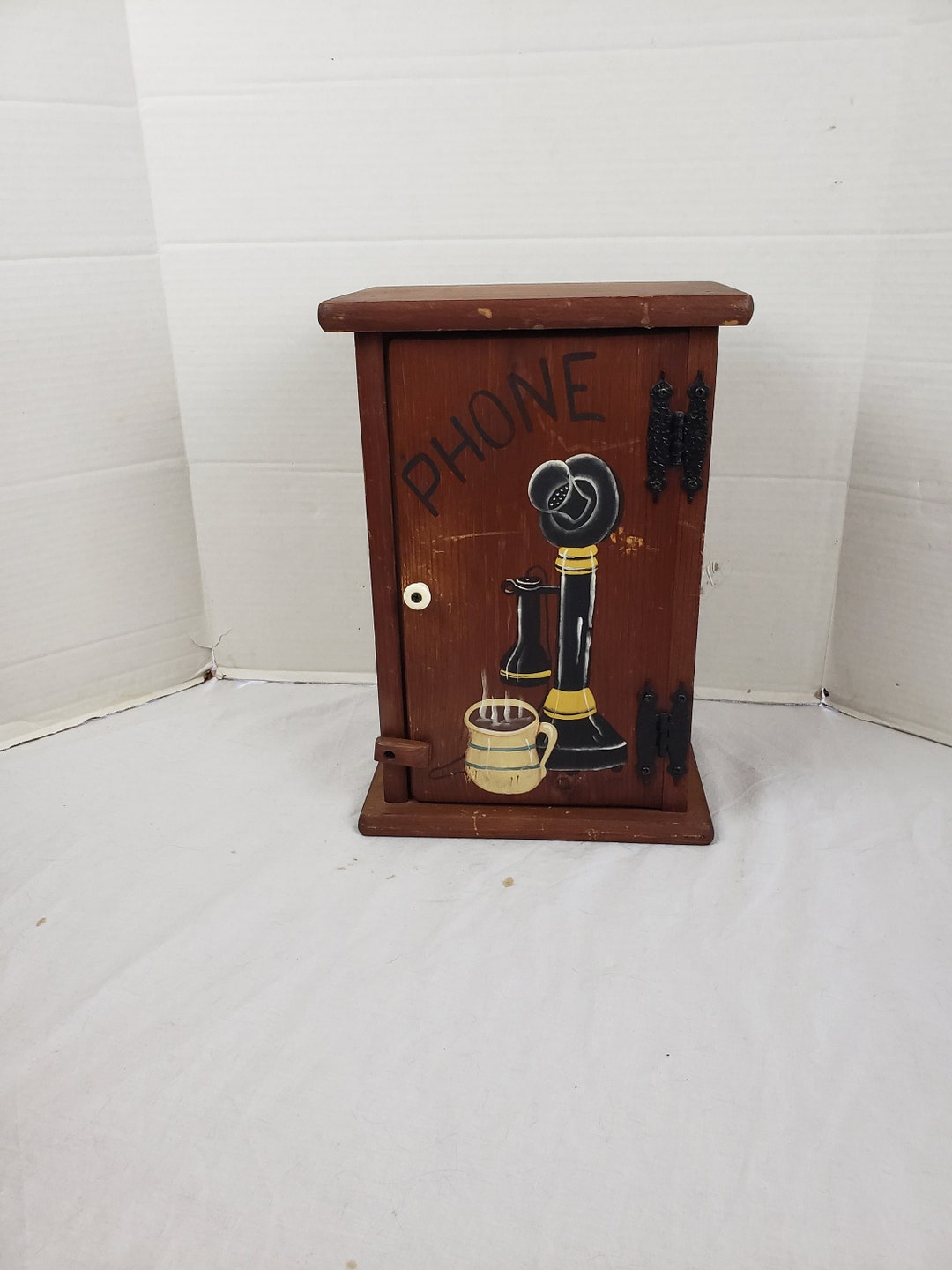 Handmade and Painted Telephone Wood Cabinet/box Storage Box Wall ...