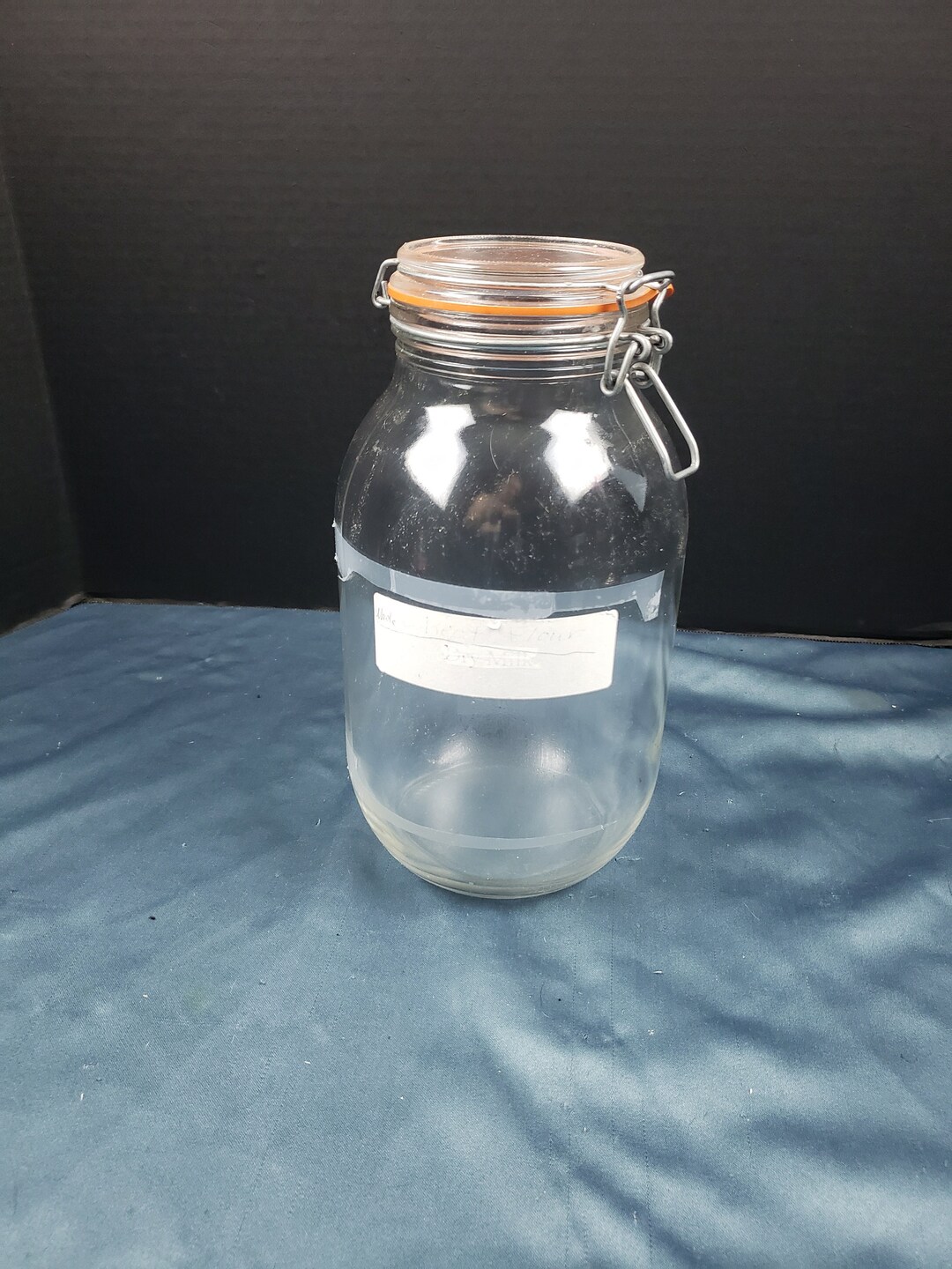 Vintage 3L Large Clear Glass Canister Jar SIC France Airtight Seal Dry ...
