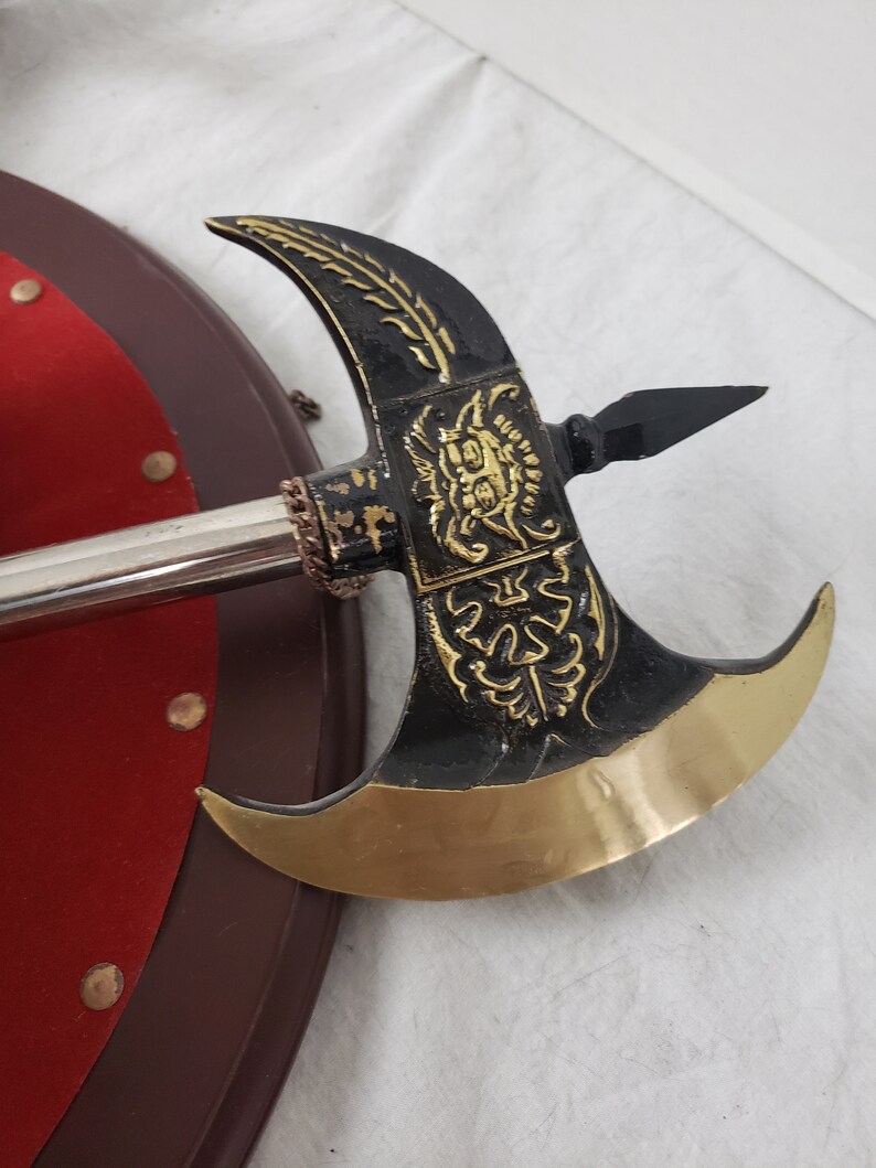 Warrior Coat of Arms Shield With Crossed Axes Plaque - Etsy