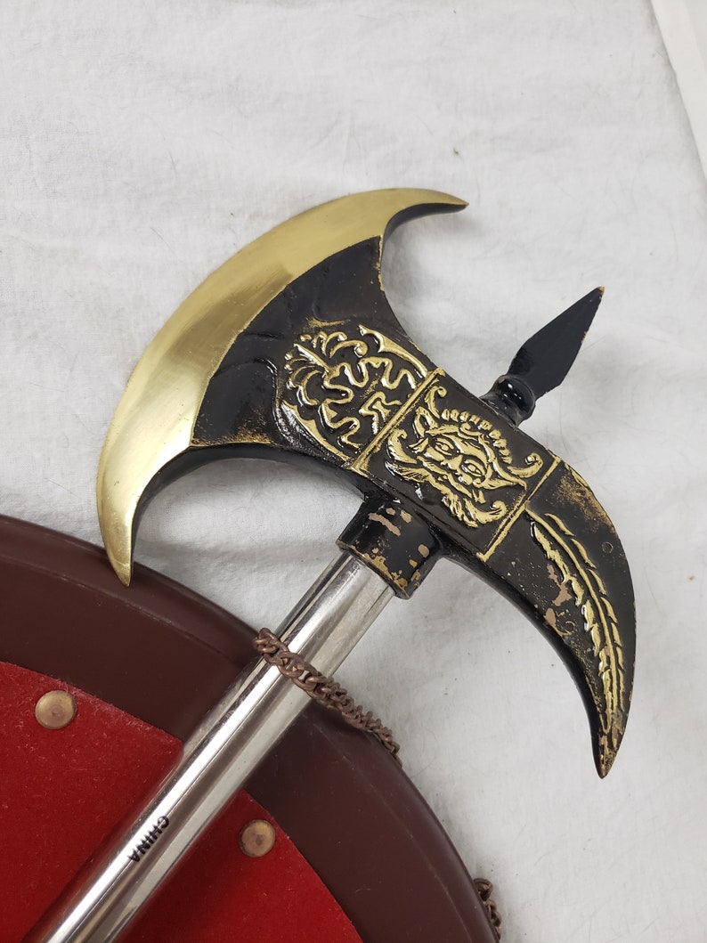 Warrior Coat of Arms Shield With Crossed Axes Plaque - Etsy