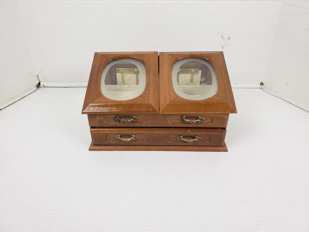 Vintage Etched Mirror Jewelry Box 2-door 12" X 9.5" X 7" - Etsy