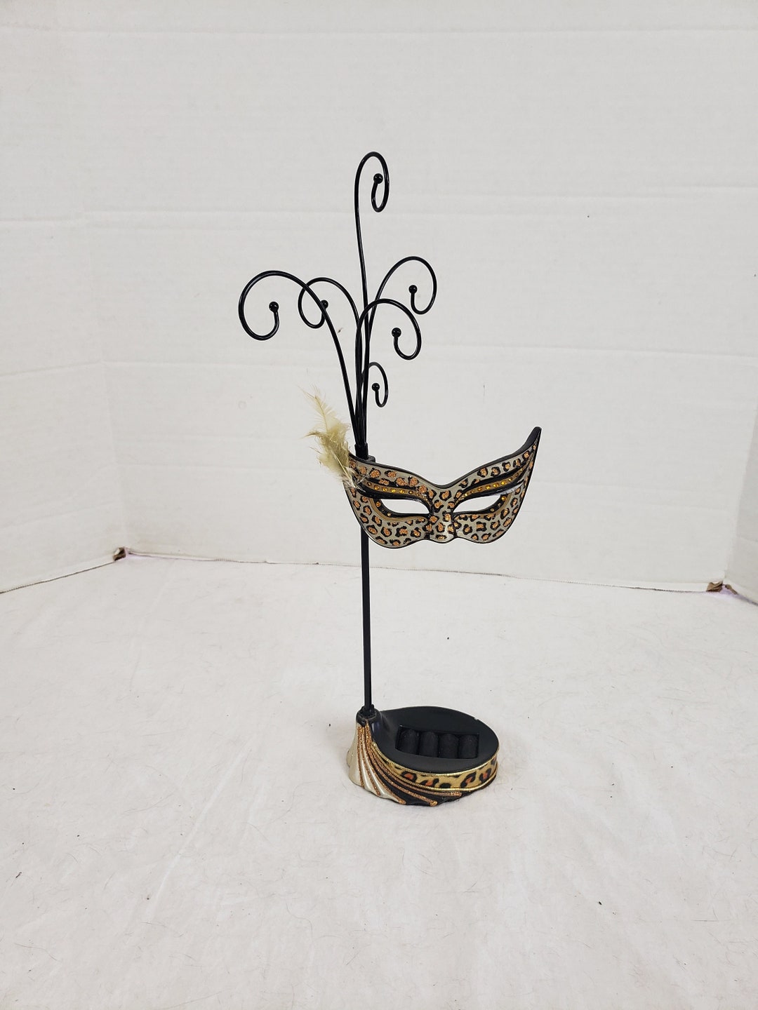 Vintage 15" Jewelry Stand Ballroom Mask Necklace Ring Holder - Etsy