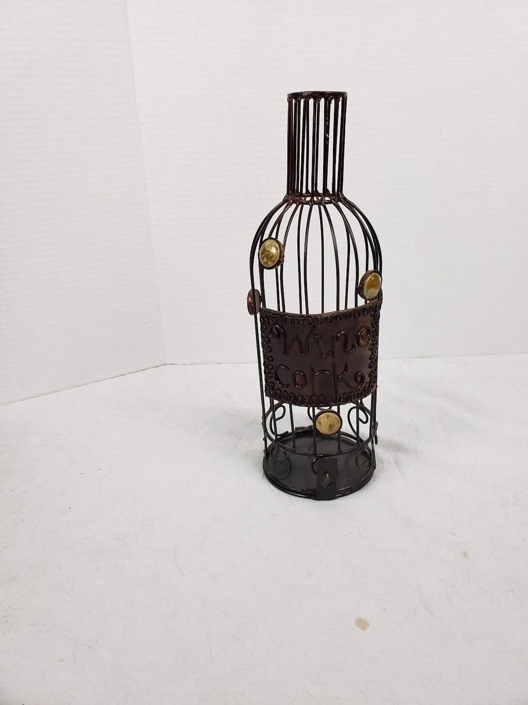 Metal Wine Cork Holder Wire Cage Compact Bar Kitchen Décor Corks Wine ...