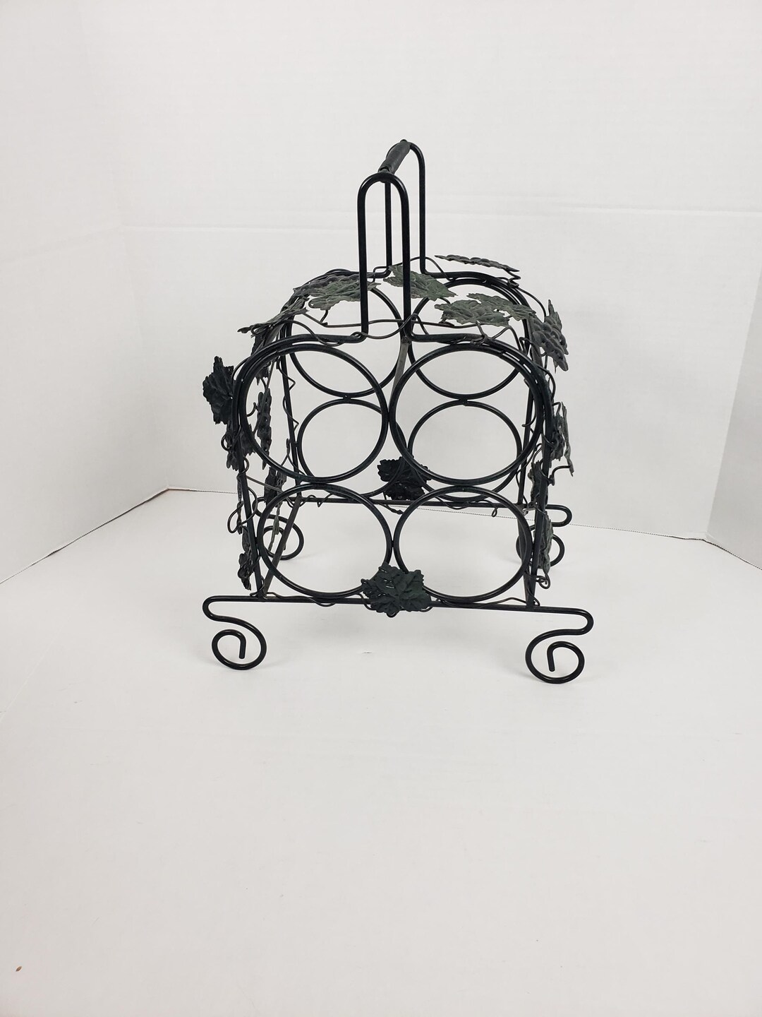 Wrought Iron Arch Shaped Four Bottle Wine Rack W/grape Vines & Leaves ...