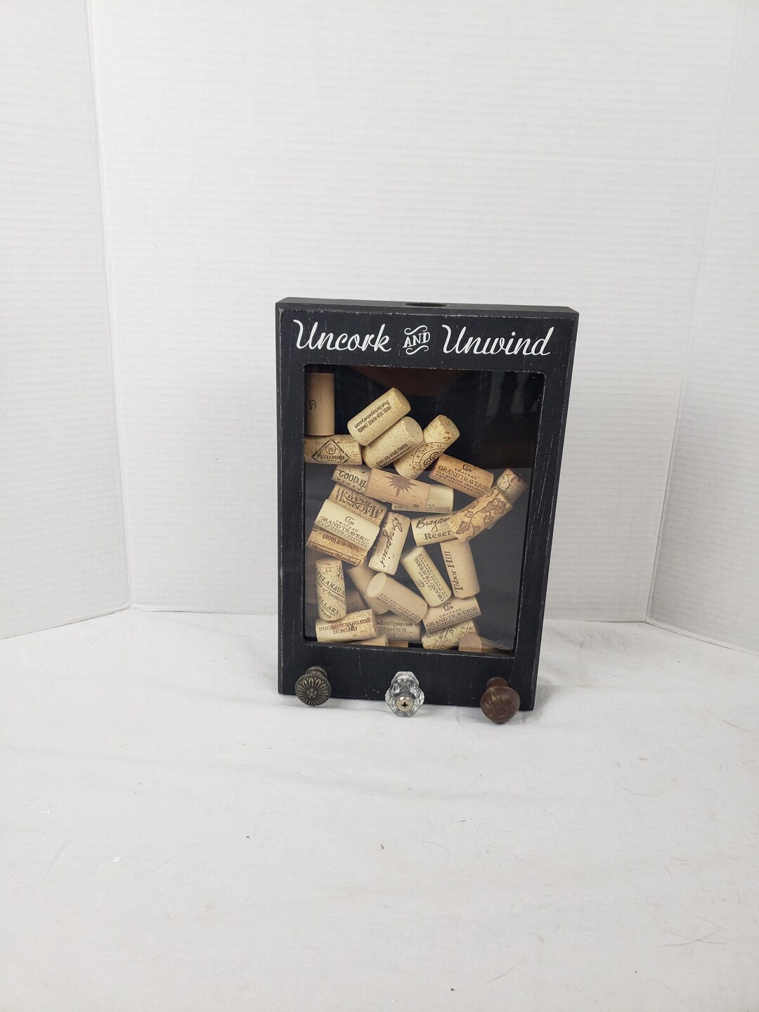 Wine Cork Holder Shadow Box Display "uncork Unwind" Wall Mounted Bar ...