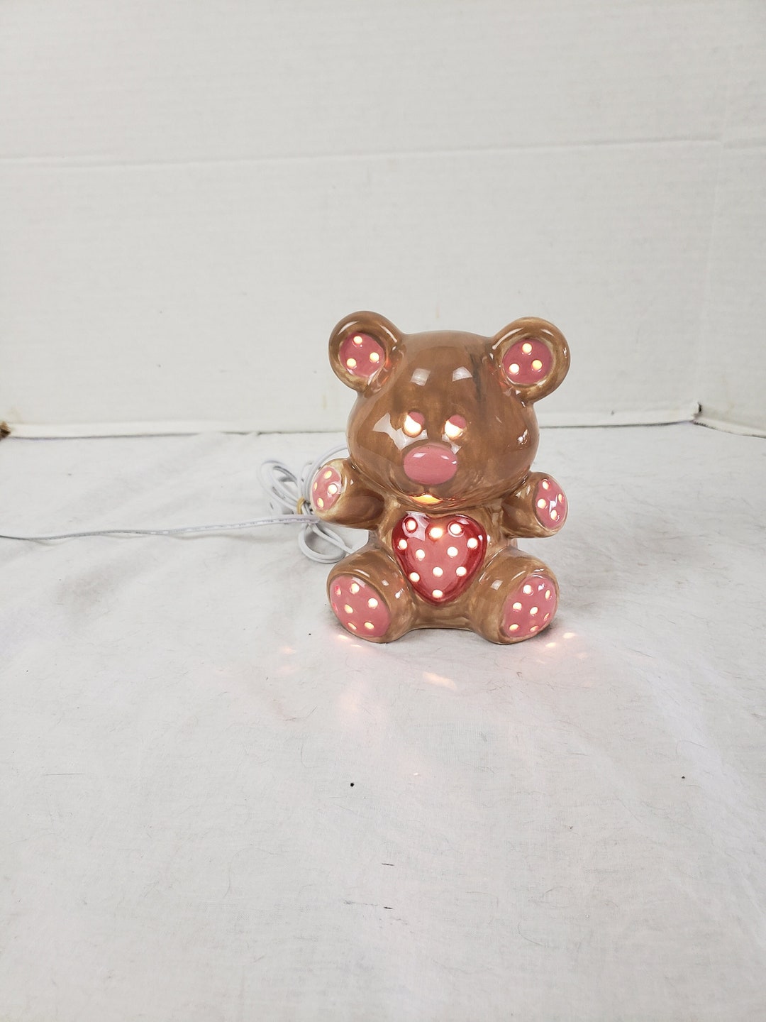 Ceramic Teddy Bear Handmade Nightlight Table Lamp 6" Tall - Etsy