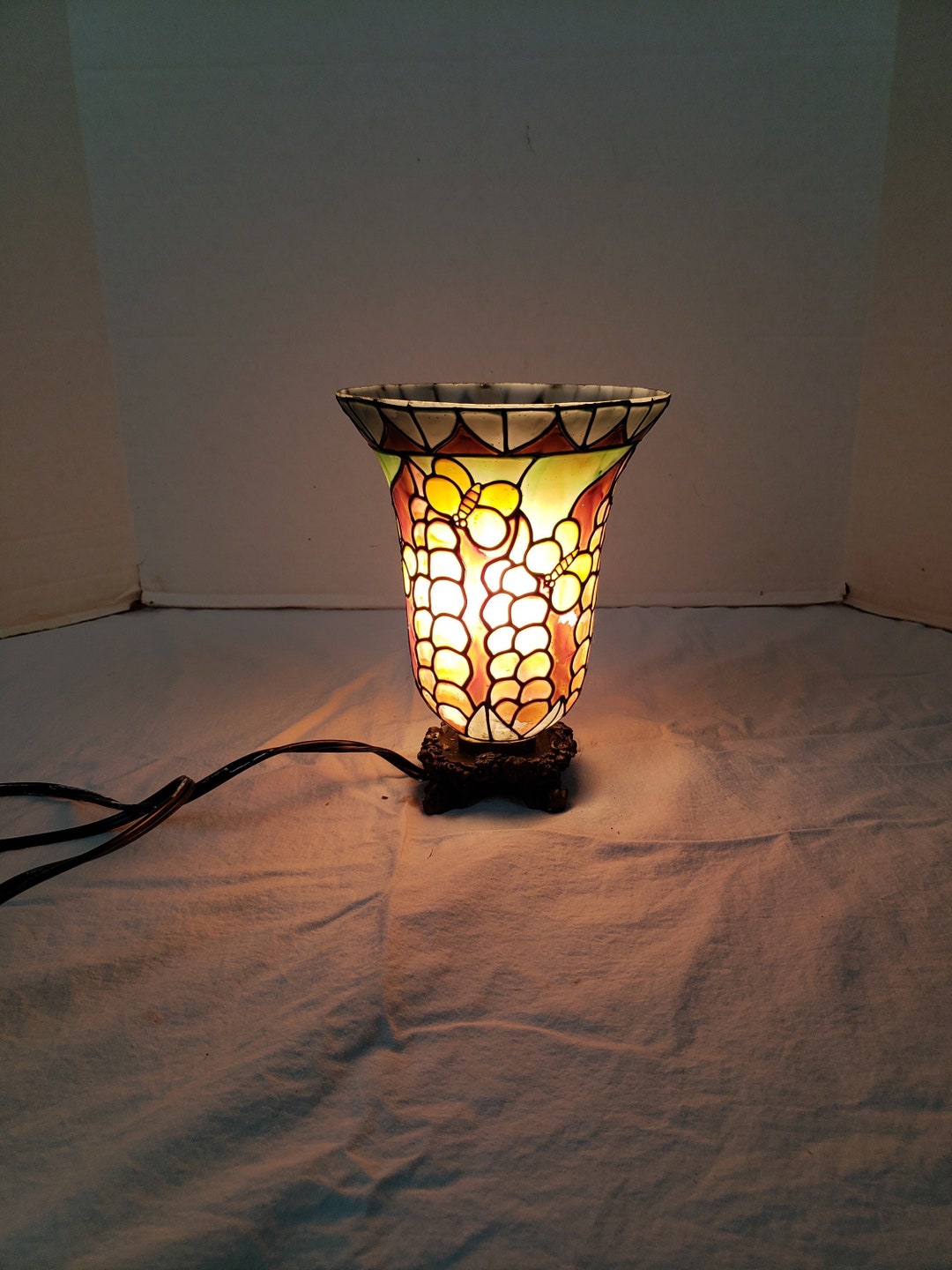 Vintage Glass Torchier Torch Cone Torch Light Lamp Metal Base 8" Tall ...