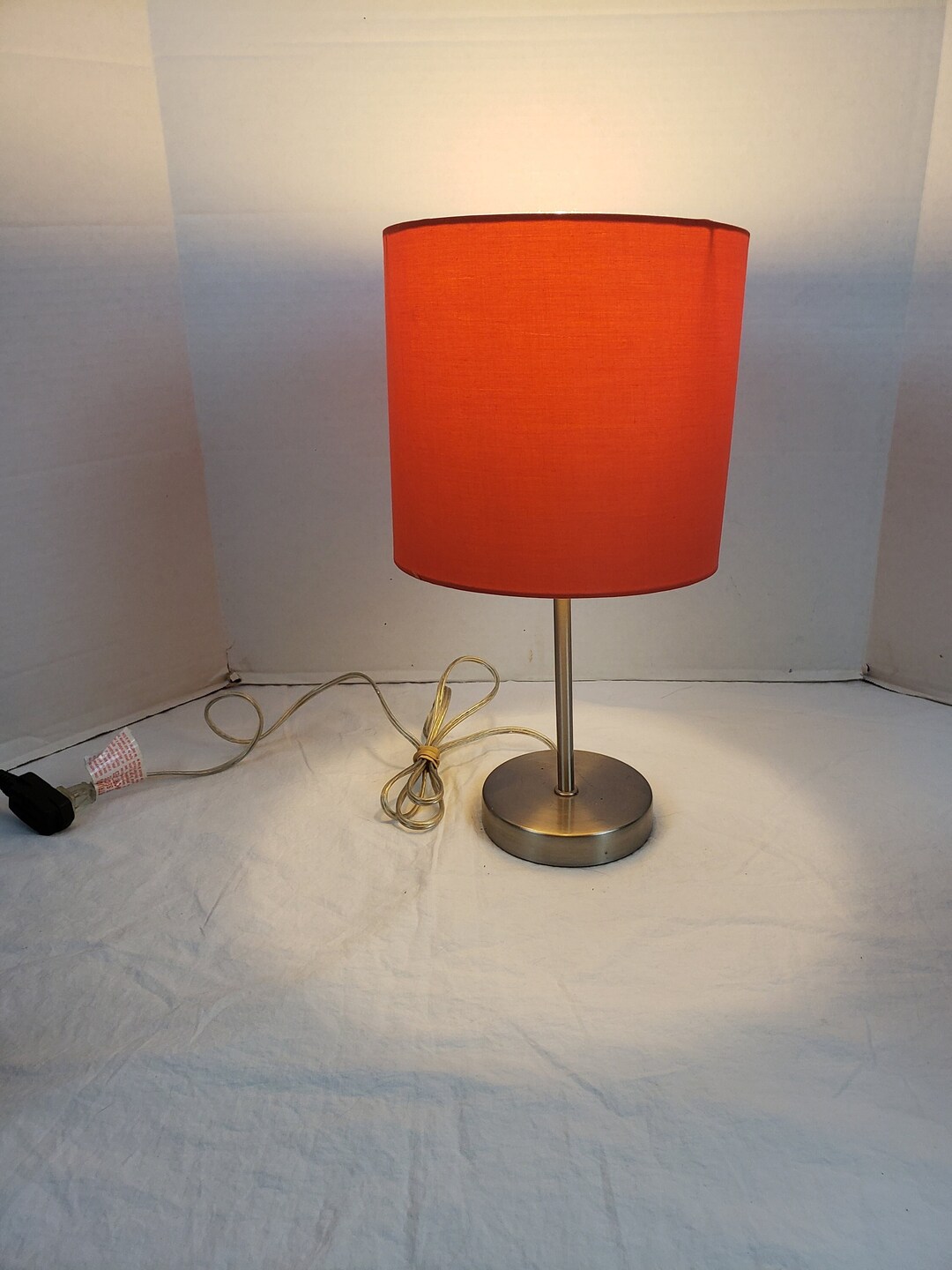 Modern Red Table Lamp Cloth Shade Chrome Base Retro 20.5