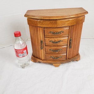 Vintage Tall Light Wood Jewelry Box Both Sides Open 4 Drawer 11 X 12 X ...