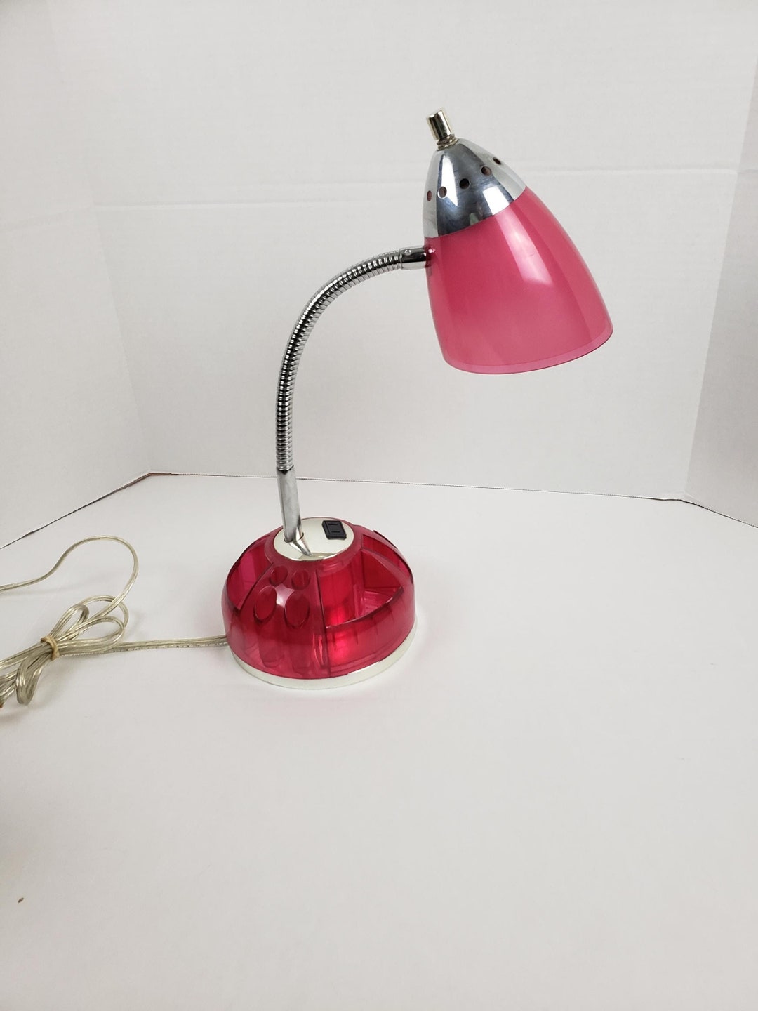 Vintage Red Plastic Desk Lamp W/organizer Base 110v AC Outlet - Etsy