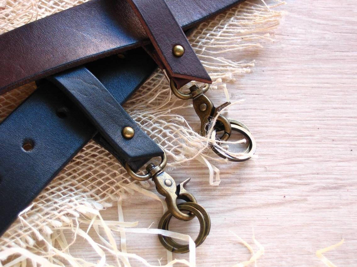 Leather Belt Key Holder EDC Keychain Personalized Key Fob | Etsy