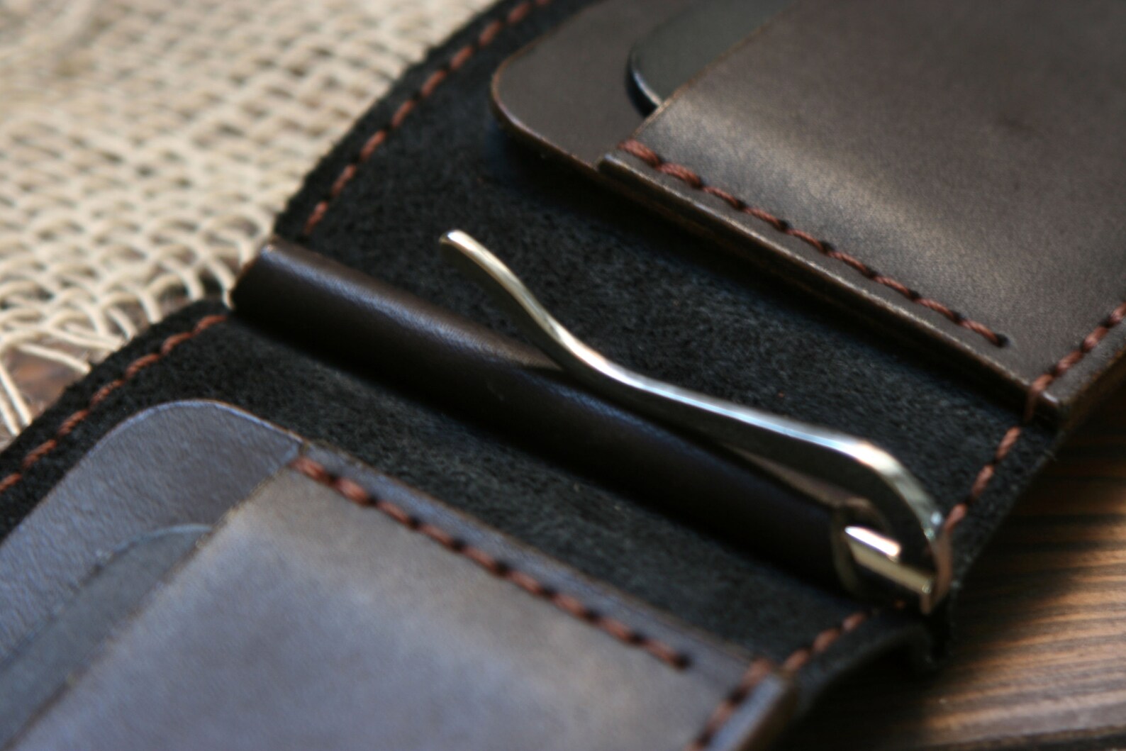 Money Clip Wallet Leather Mens Wallet Black Brown | Etsy