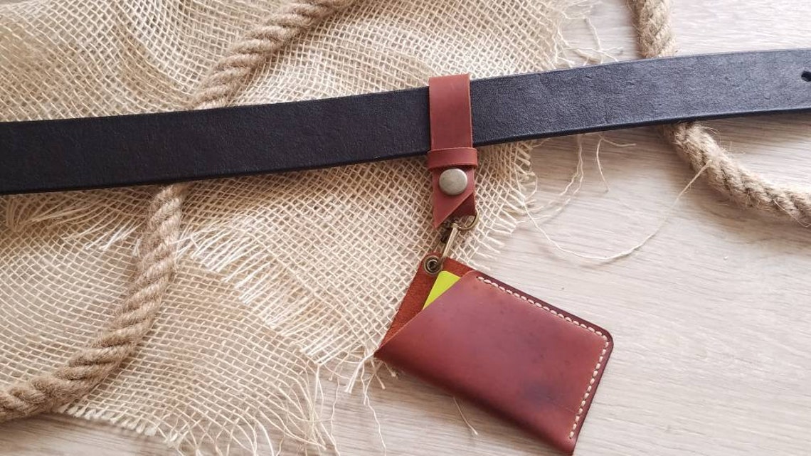 Card Wallet With Keychain Leather Cardholder Keyring | Etsy