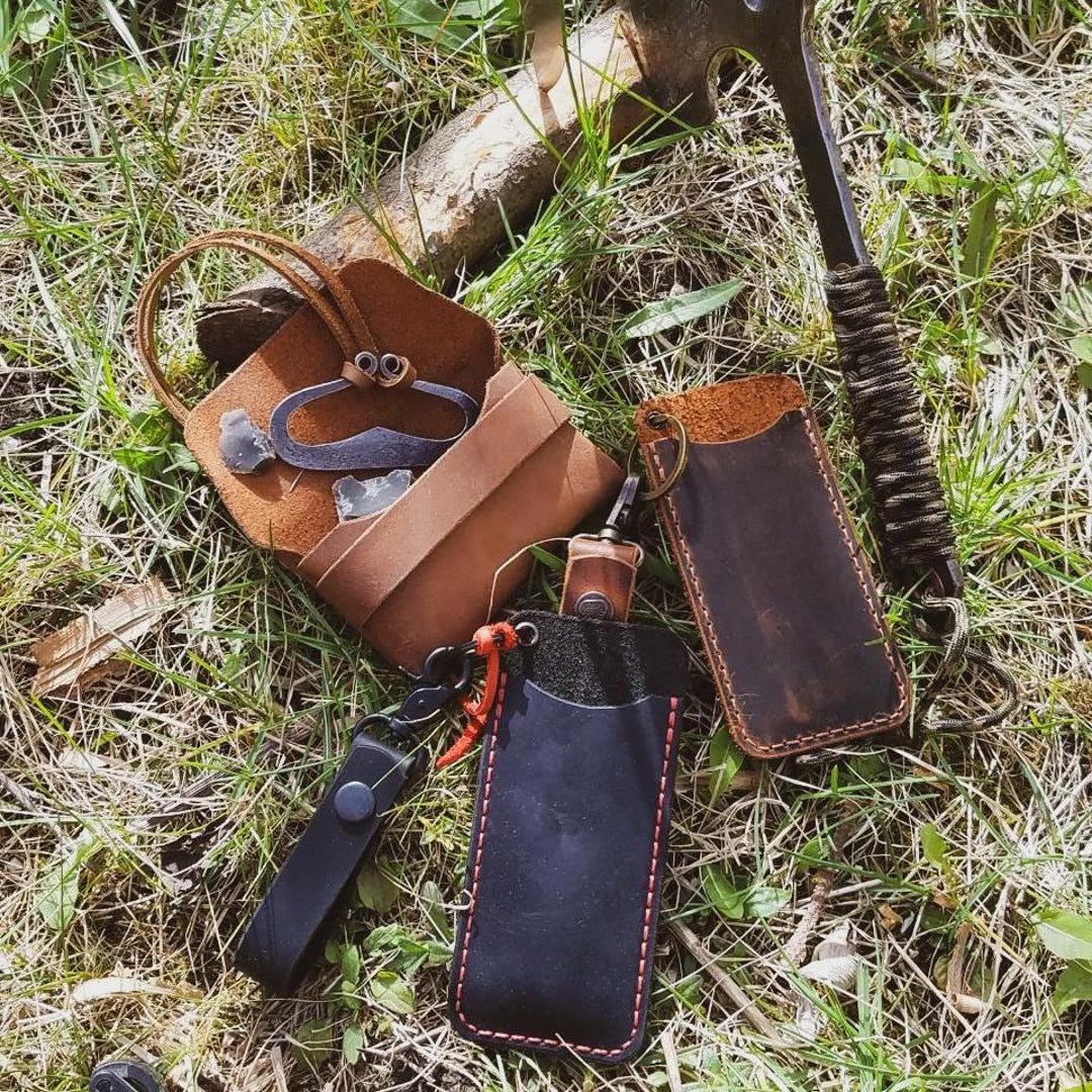 Handmade Bushcraft Kit Premium Leather Custom Minimalist Pocket ...