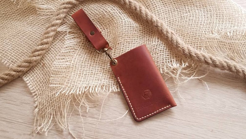 Card Wallet With Keychain Leather Cardholder Keyring | Etsy