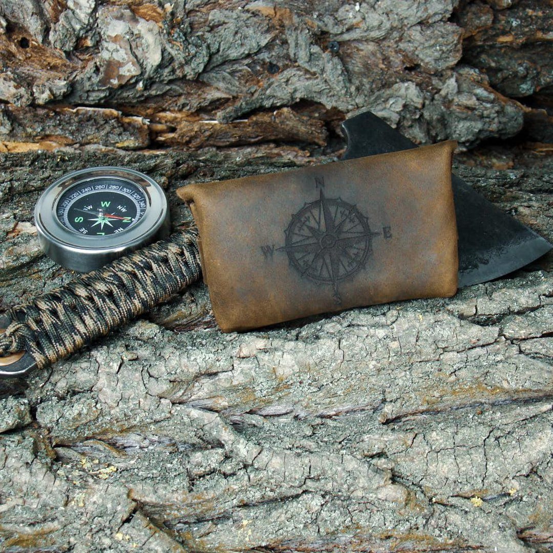 Handmade Bushcraft Exclusive Premium Leather Compass Case Handcrafted With Custom Engraving ...