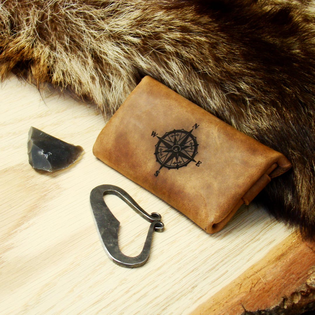 Flint and Steel Kit Traditional Firestarter Kit Firesteel Flint Pouch ...