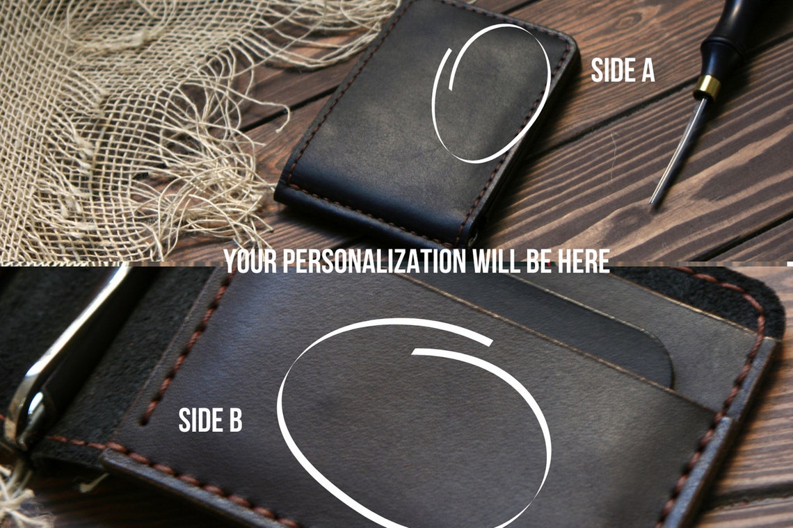 Money Clip Wallet Leather Mens Wallet Black Brown | Etsy