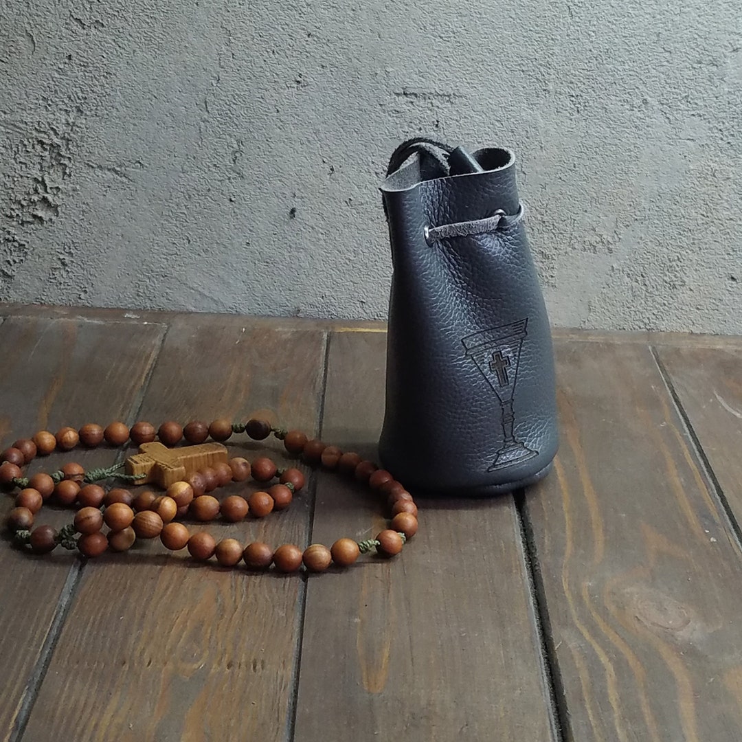 Leather Rosary Case. Prayers Beads Pouch. Leather Bag With Catholic Art ...