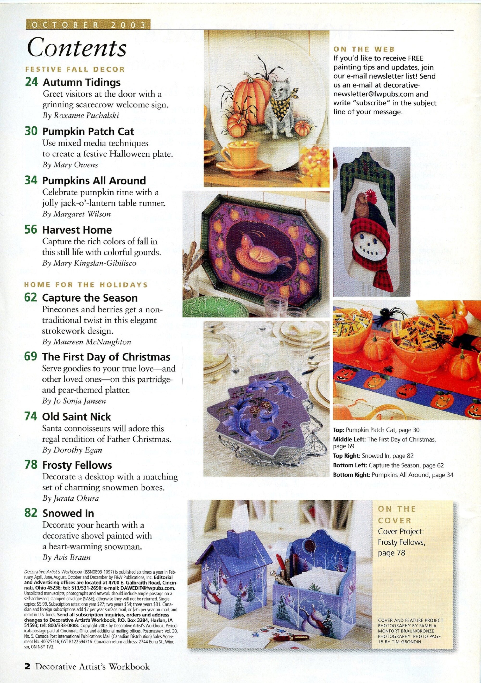 Decorative Artist's Workbook Oct. 2003, Acrylics, Oils, Artist's Colors ...