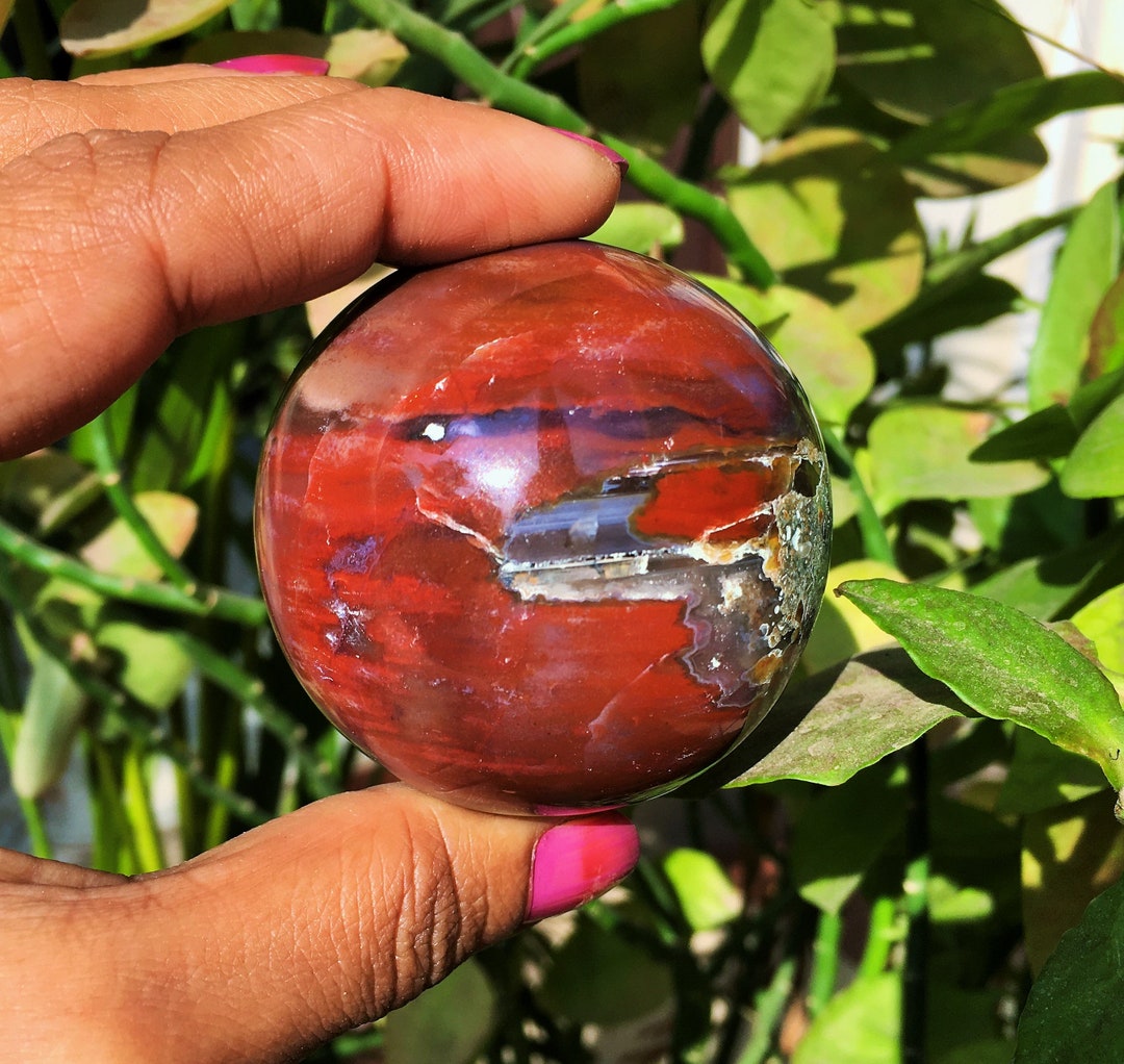 DARK & HIGH QUALITY !!!!!! | 55MM | Red Ocean Jasper Sphere Crystal ...