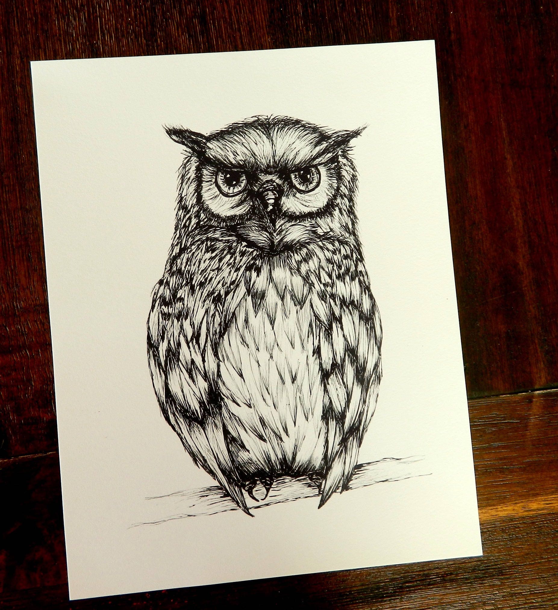Inked Owl Print - Etsy