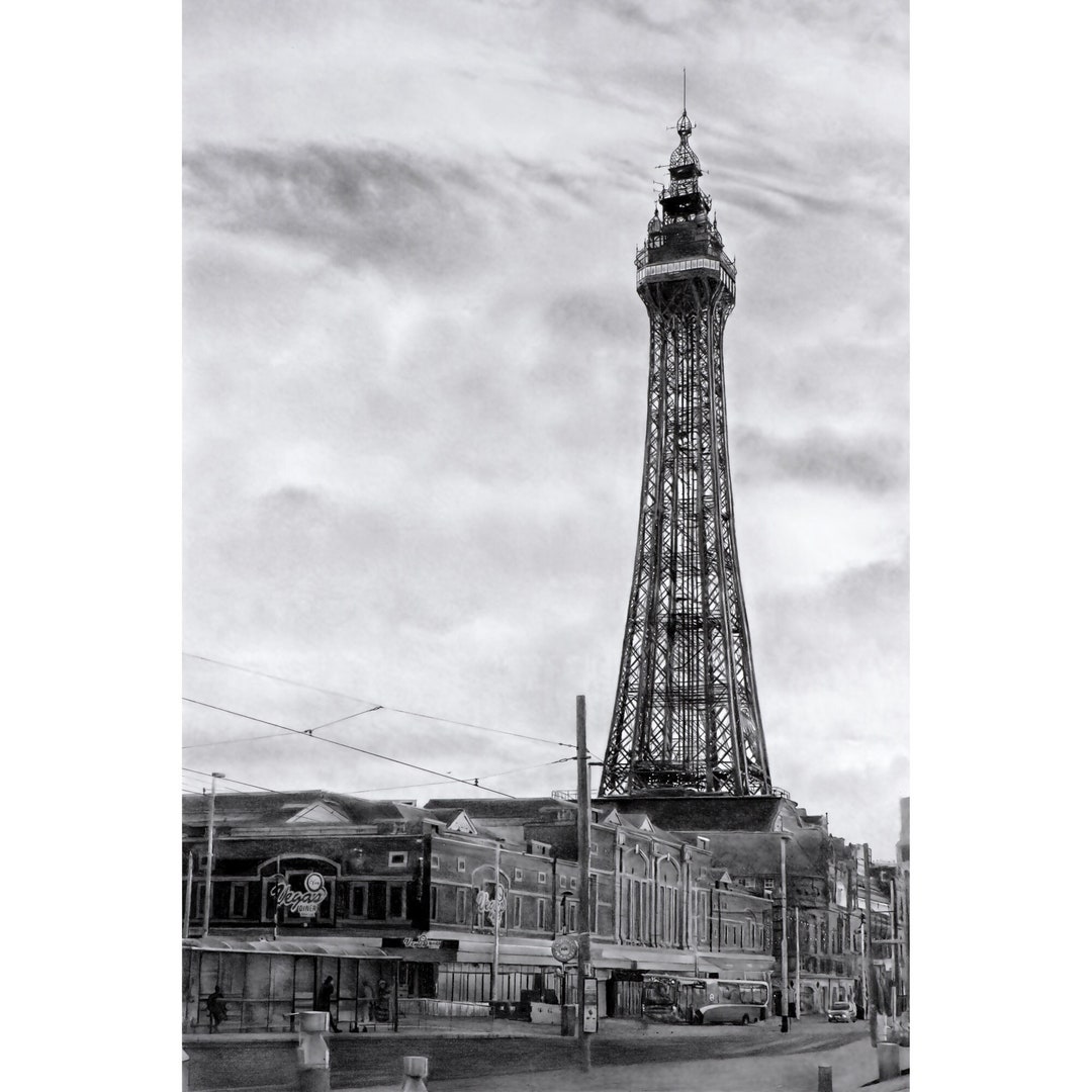 Blackpool Tower Art Print of an Original Charcoal and Graphite Pencil ...