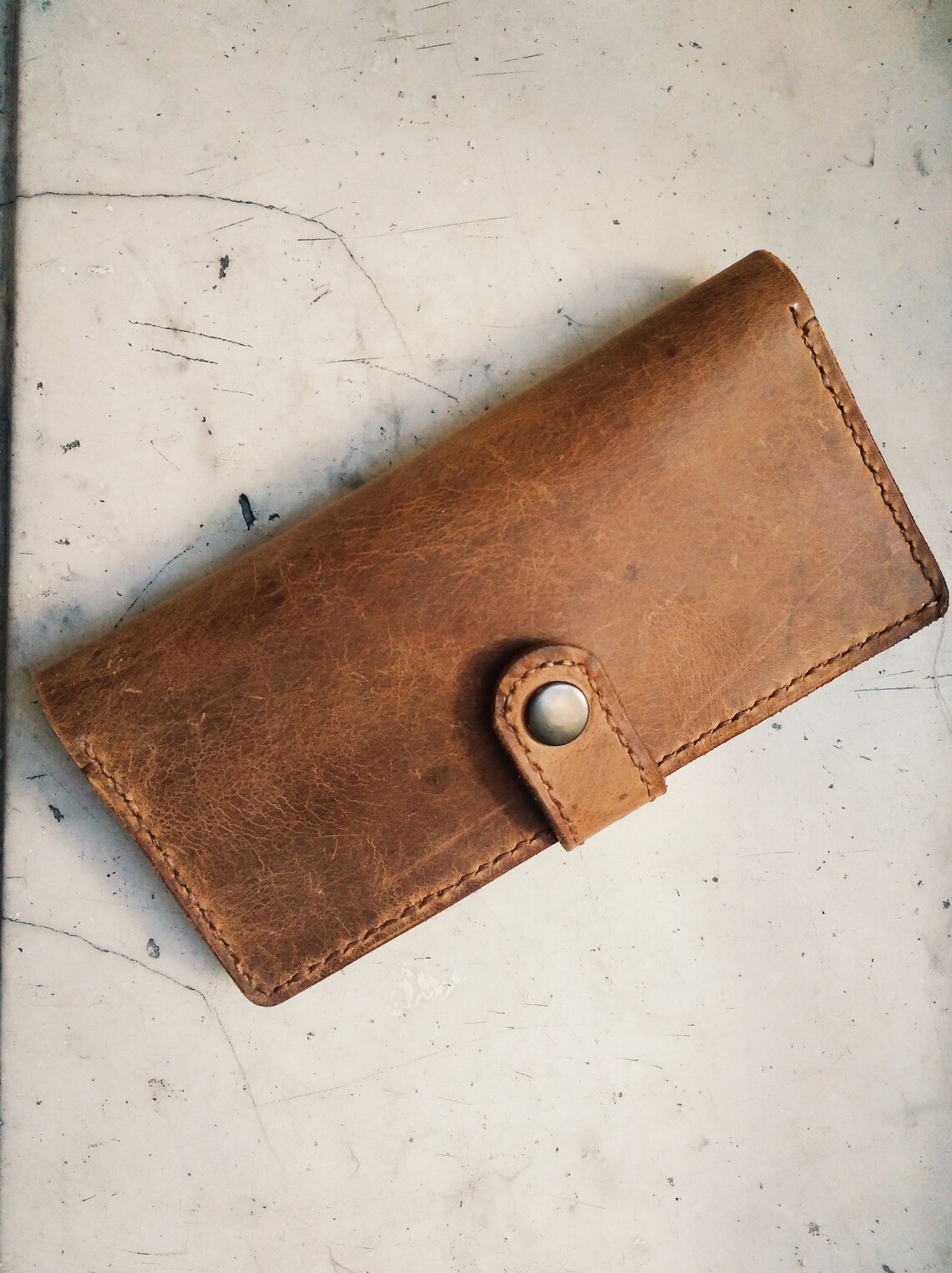 Antique Brown Wallet / Minimalist Wallet / Long Wallet / | Etsy