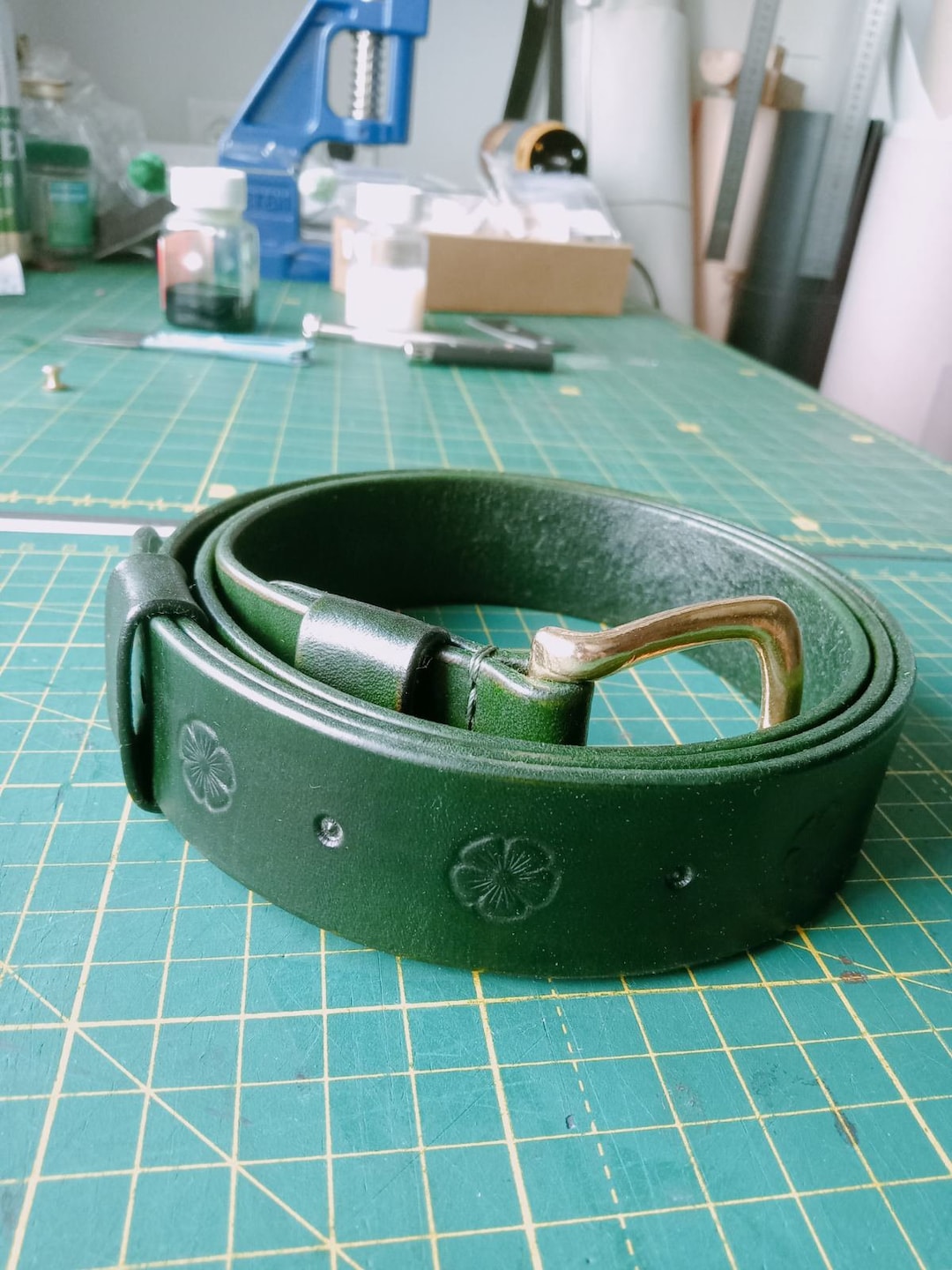 Leather Belt With Flowers, Flower Carving Belt, Thin Leather Belt ...