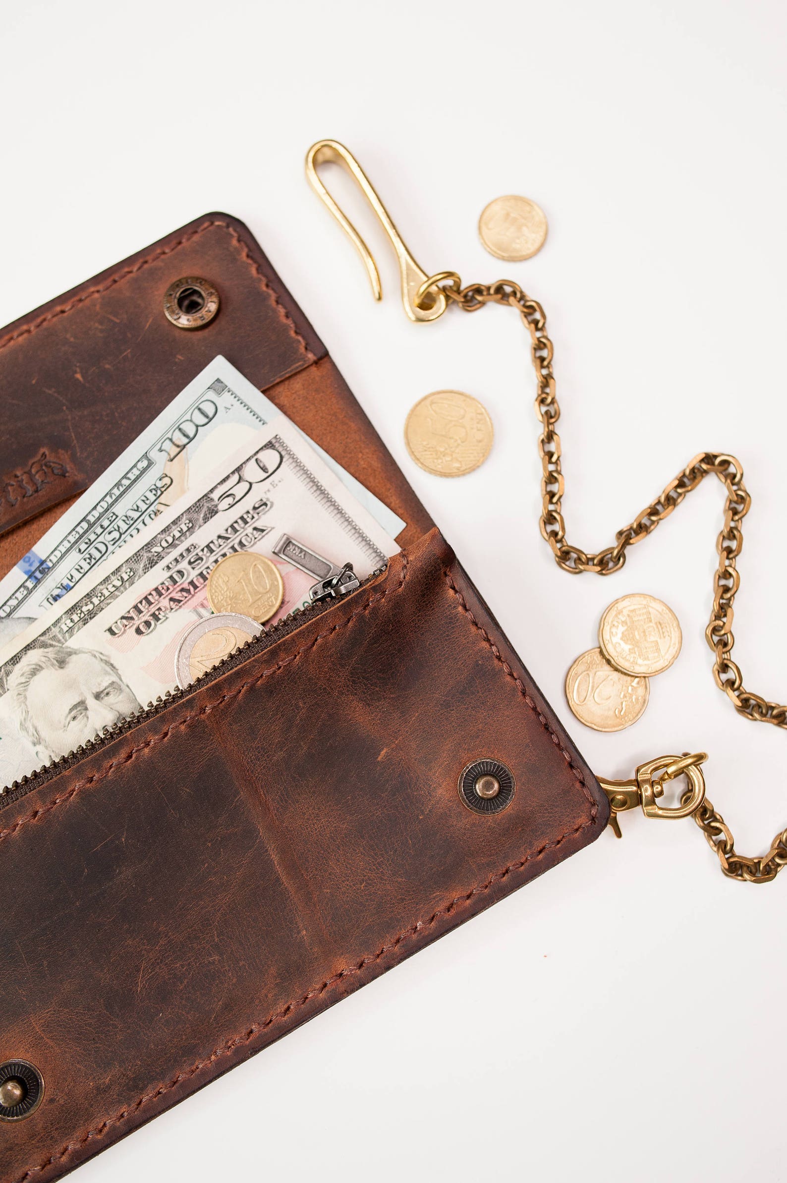 Antique Brown Wallet / Minimalist Wallet / Long Wallet / | Etsy