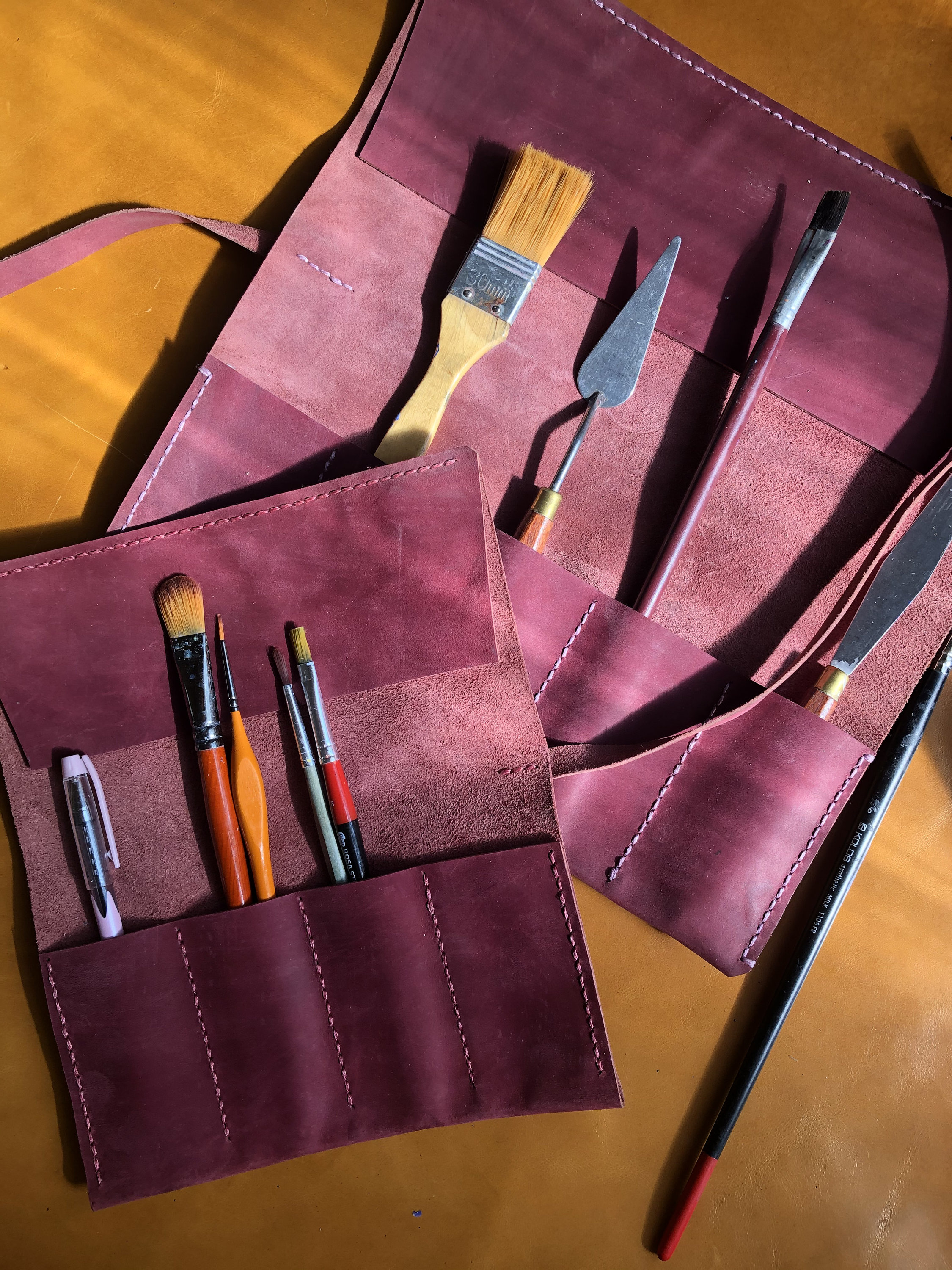 Handmade Leather Tool Roll: Artist Brush & Pencil Case - Etsy