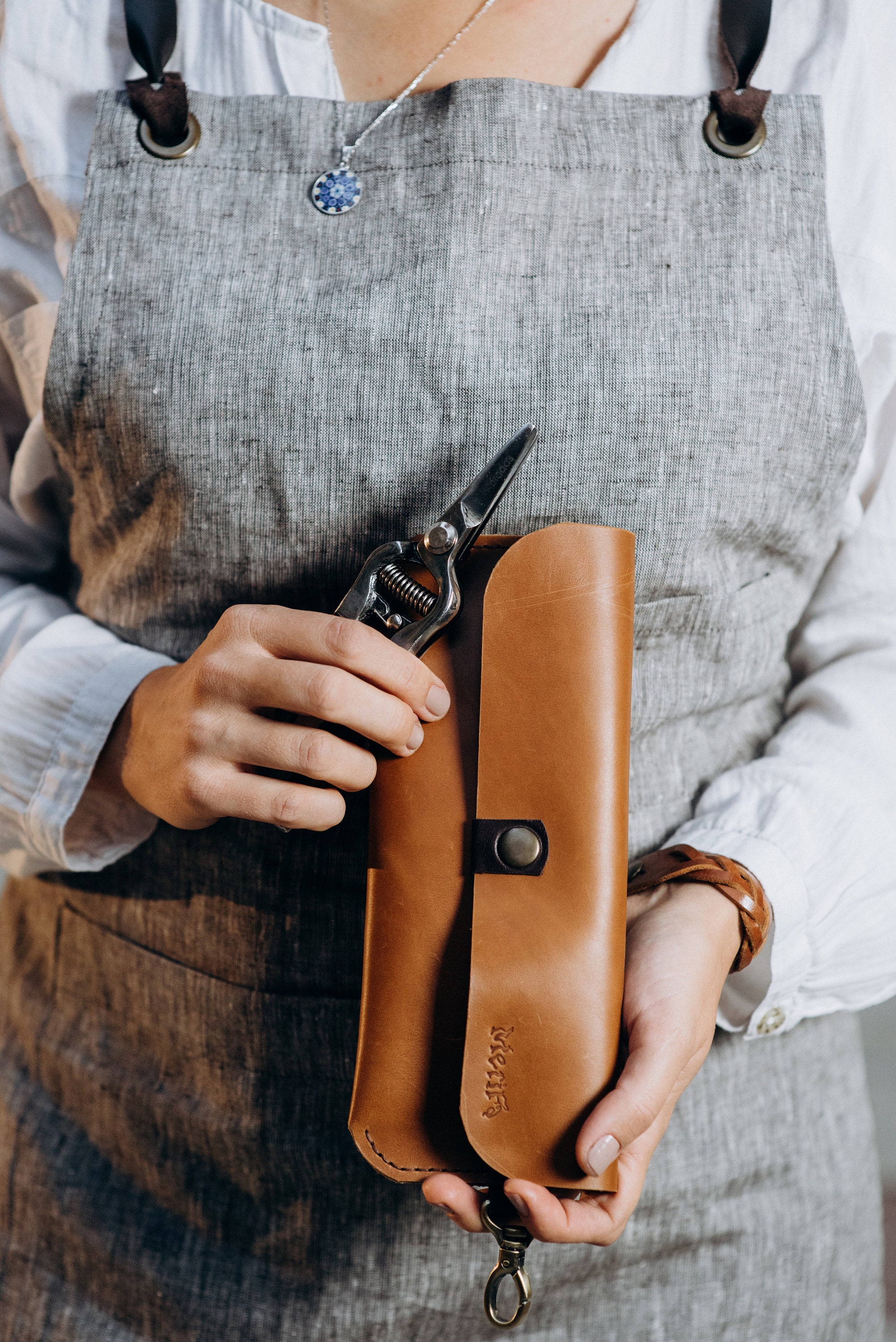 EXCLUSIVE Leather FLORIST Tool Case Garden CASE Cognac | Etsy