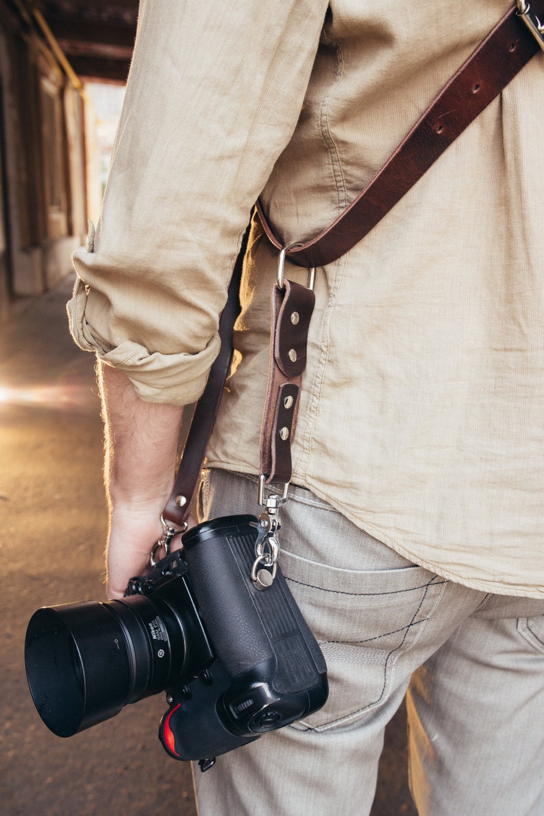 Handmade Leather Camera Strap: Brown Belt With Brass Hardware - Etsy
