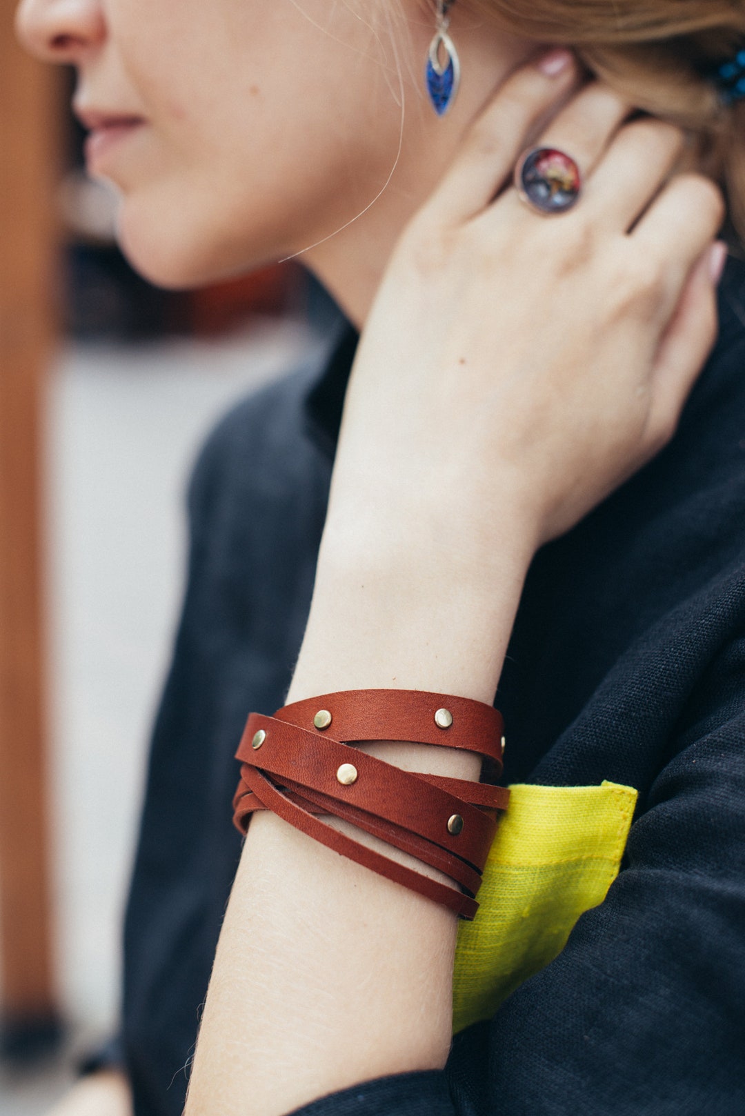 Unique Leather Bracelet, Wrap Leather Bracelet, 1 Leather Cuff Bracelet ...