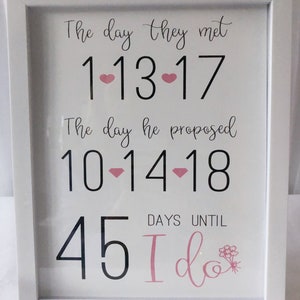 Wedding Countdown Sign - Customized With the Couple's Important Dates ...