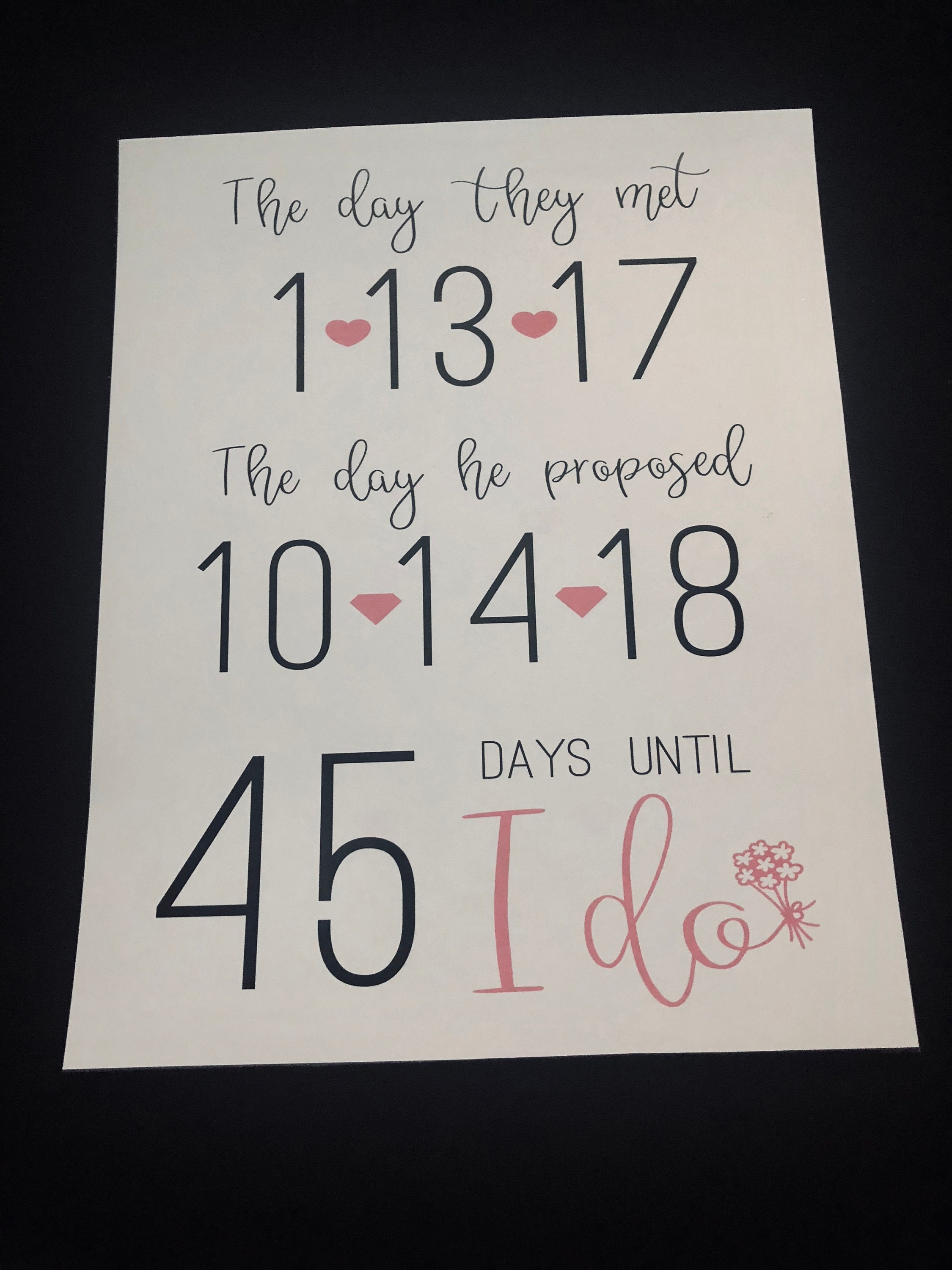 Wedding Countdown Sign - Customized With the Couple's Important Dates ...