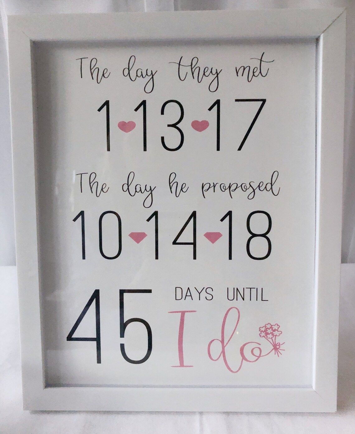 Wedding Countdown Sign - Customized With the Couple's Important Dates ...