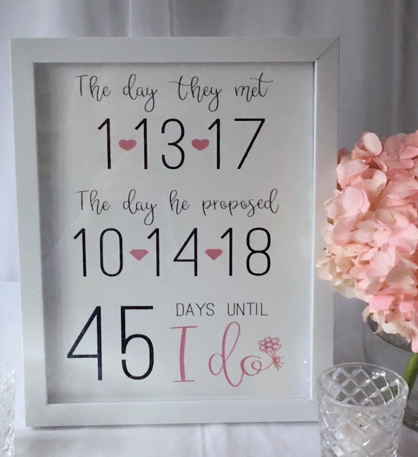 Wedding Countdown Sign - Customized With the Couple's Important Dates ...