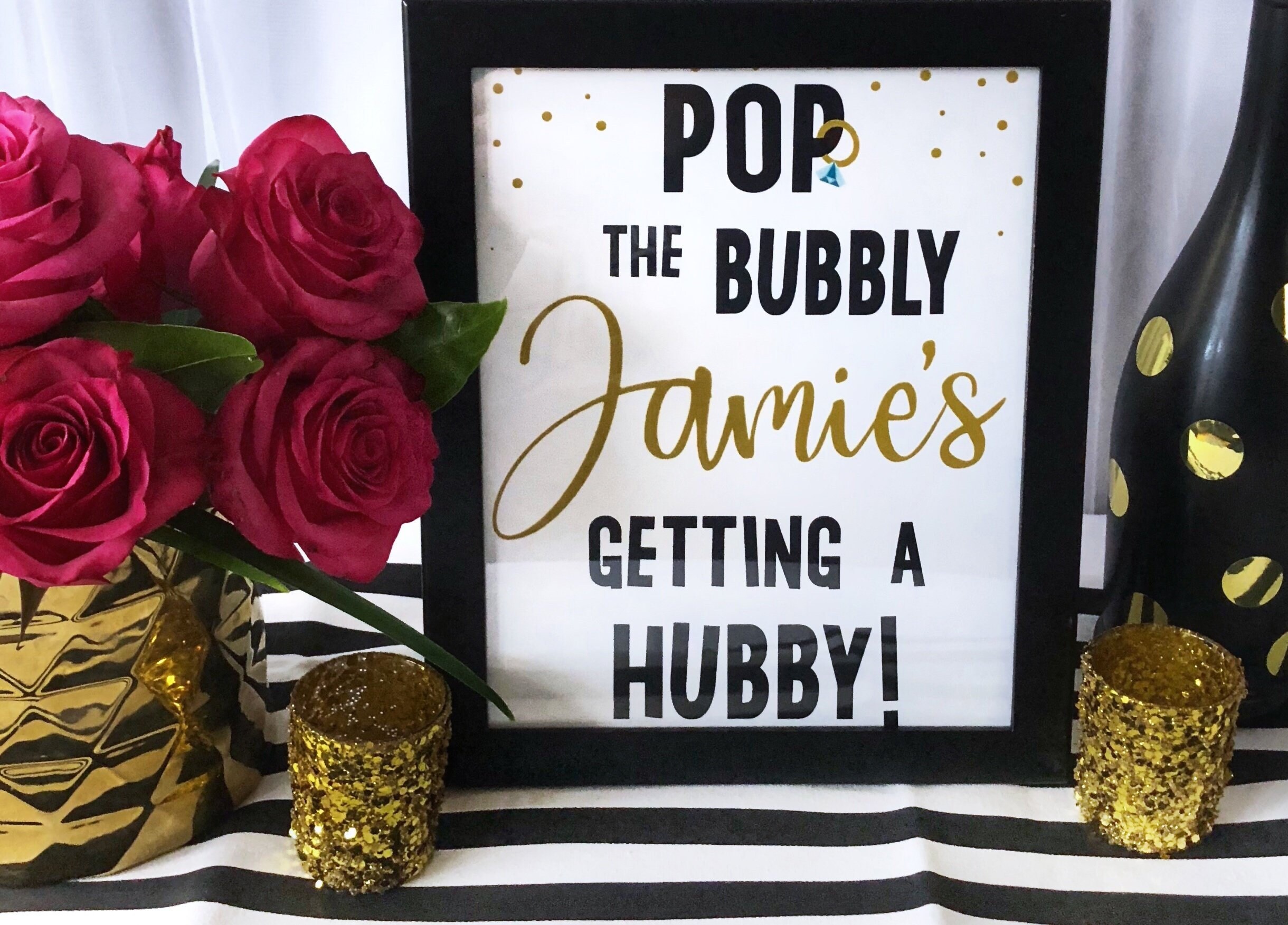 Pop the Bubbly [bride's Name]'s Getting A Hubby! Sign - Custom Bridal ...