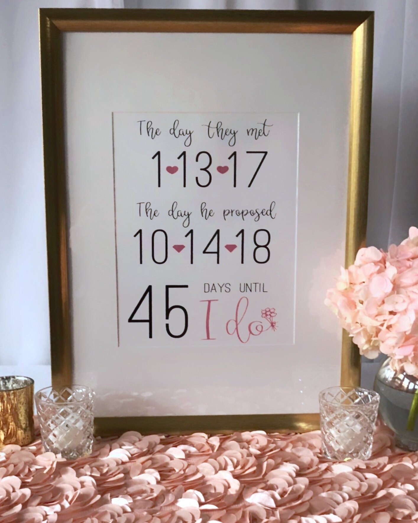 Wedding Countdown Sign - Customized With the Couple's Important Dates ...