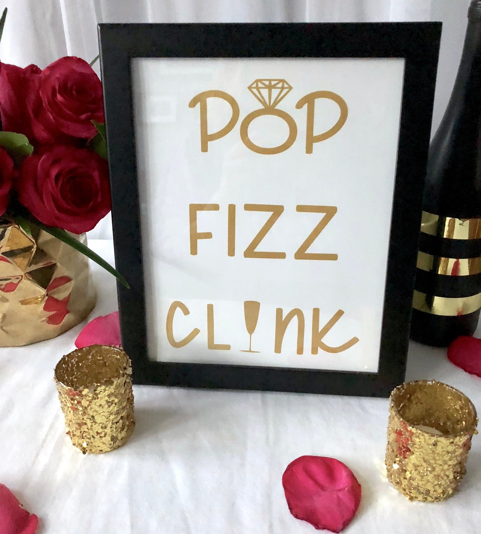 Pop Fizz Clink! Gold Sign - Etsy