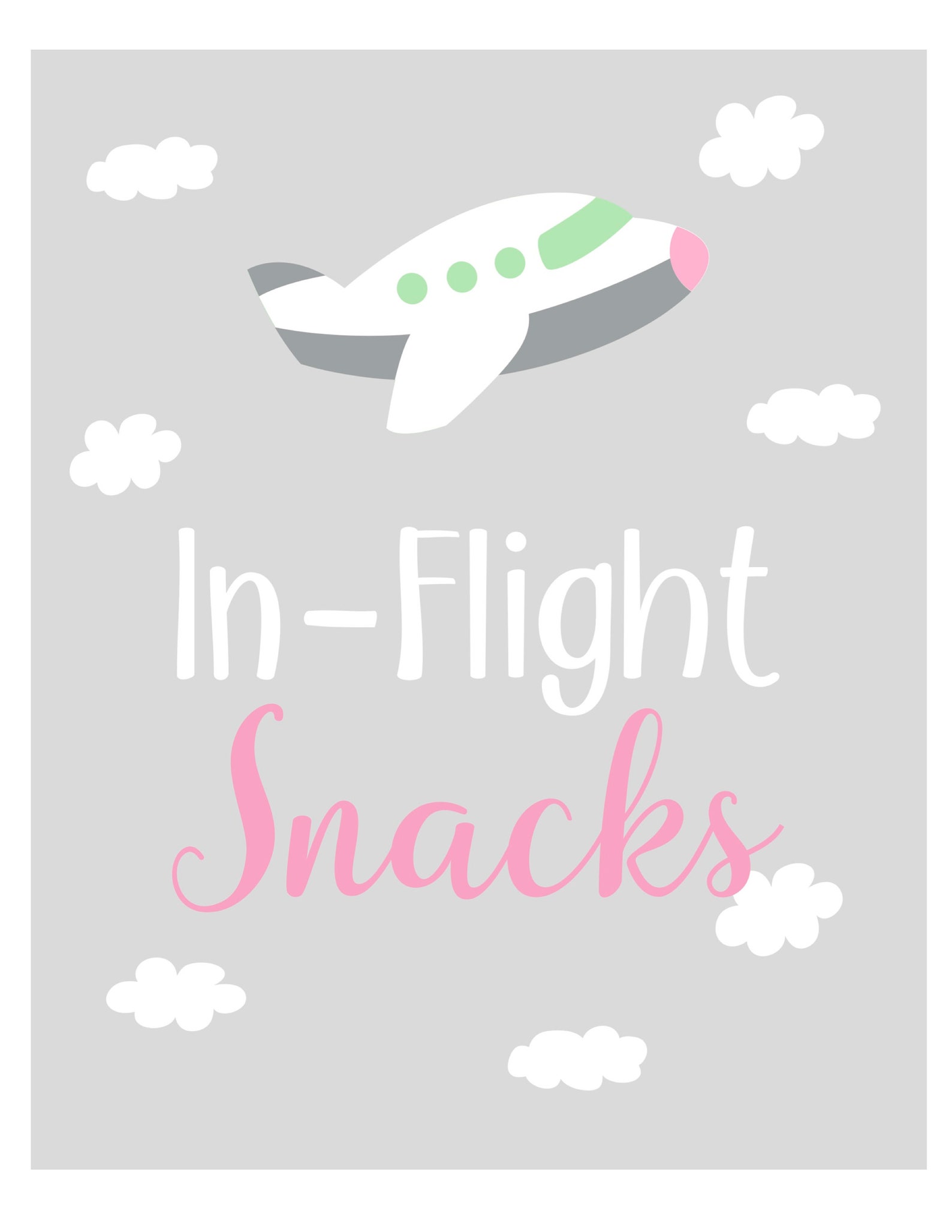 In-flight Snacks - Food Table Sign for Travel Baby Shower - Etsy