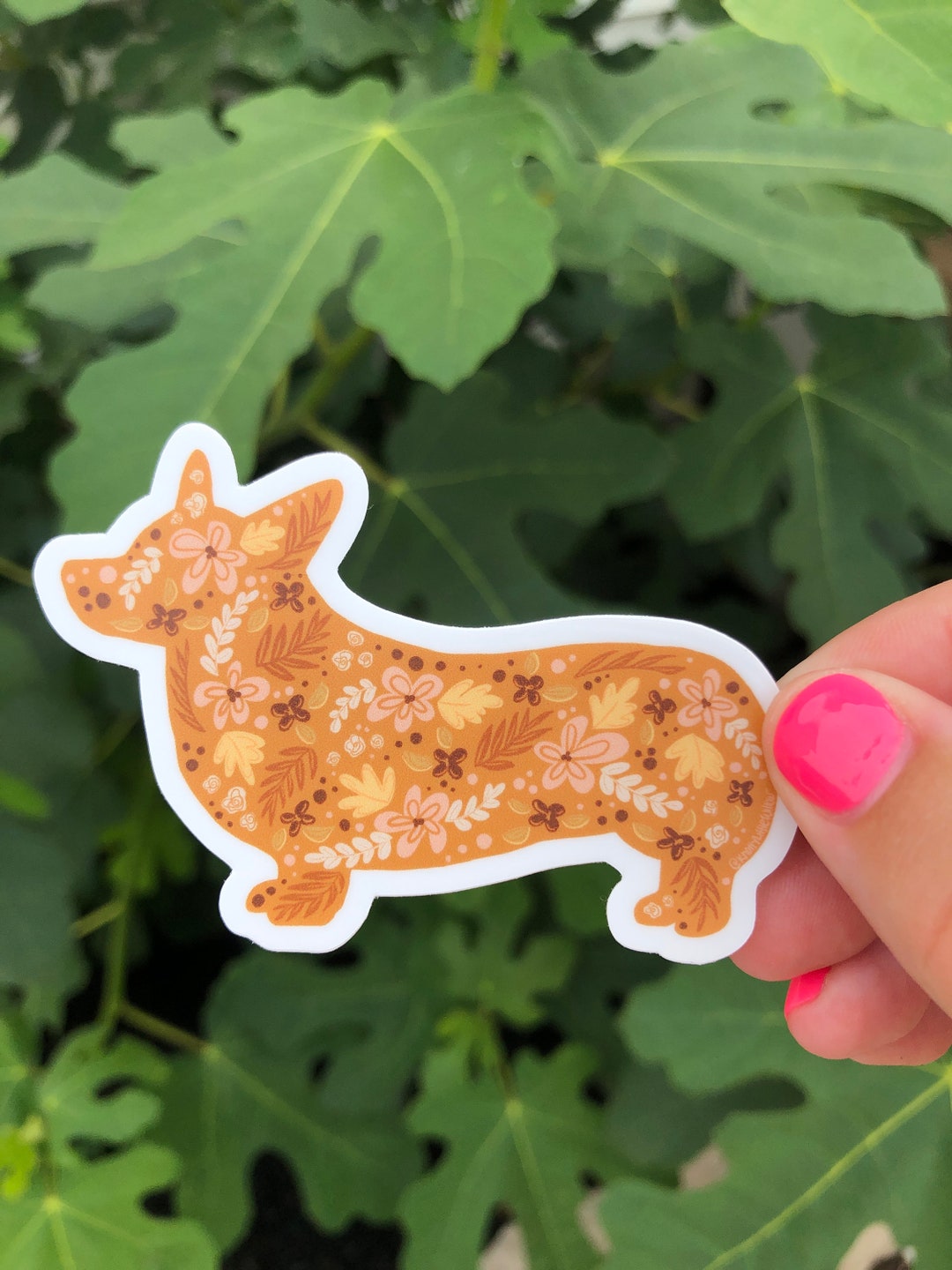 Boho Floral Corgi Sticker, Waterproof Sticker for Waterbottles Laptops ...
